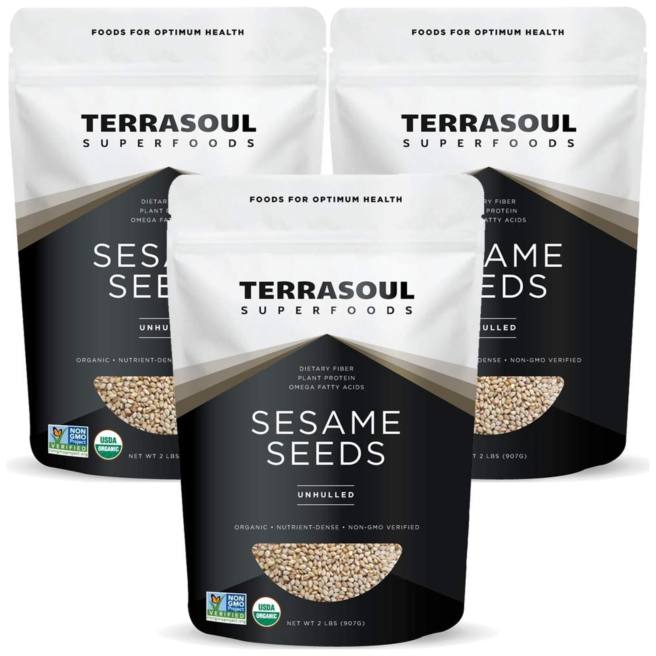 Terrasoul Superfoods Organic Unhulled Sesame Seeds, 6 Lbs (2 Lbs 3-Pack ...