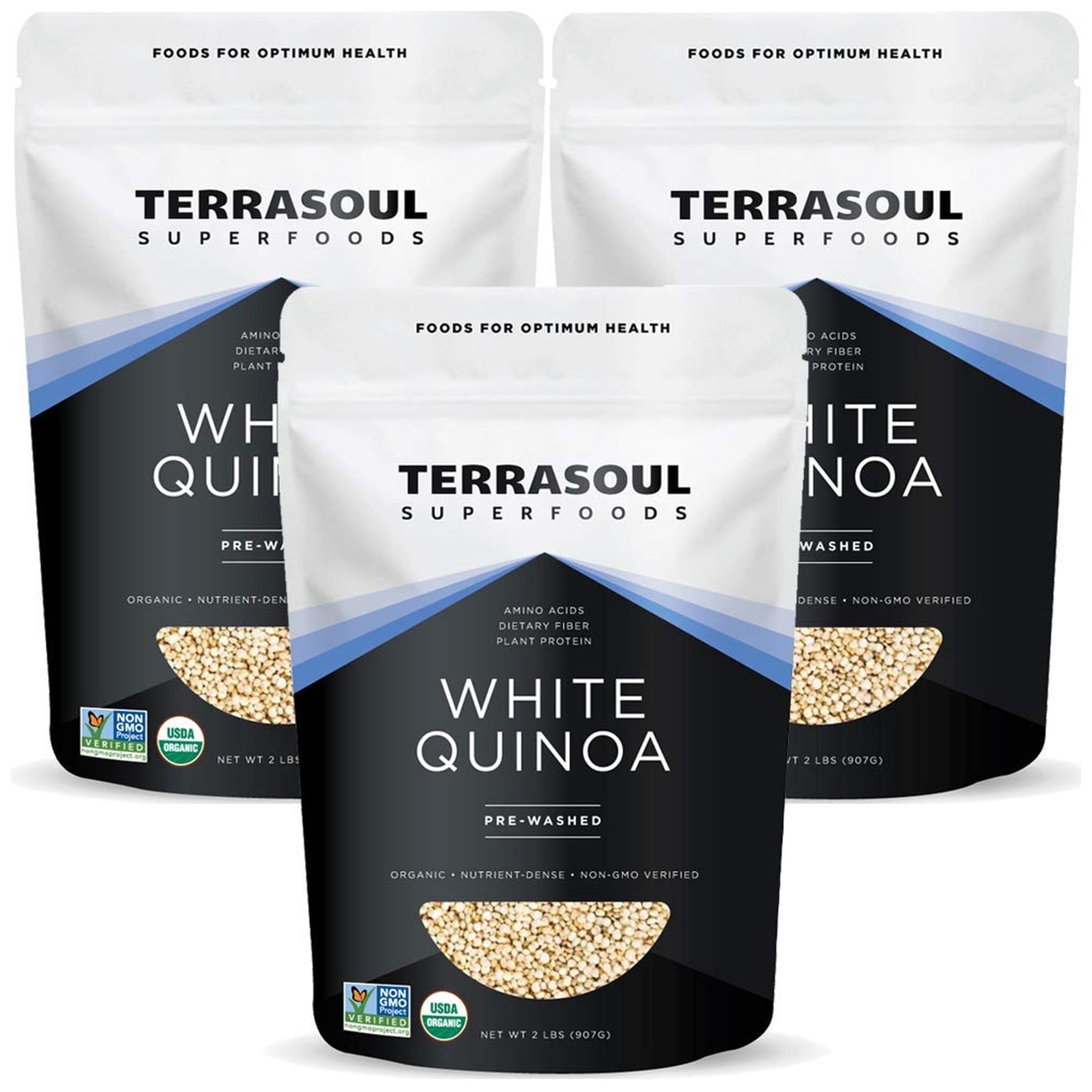 Terrasoul Superfoods Organic White Quinoa, 6 Lbs (2 Lb 3-Pack) - Whole ...