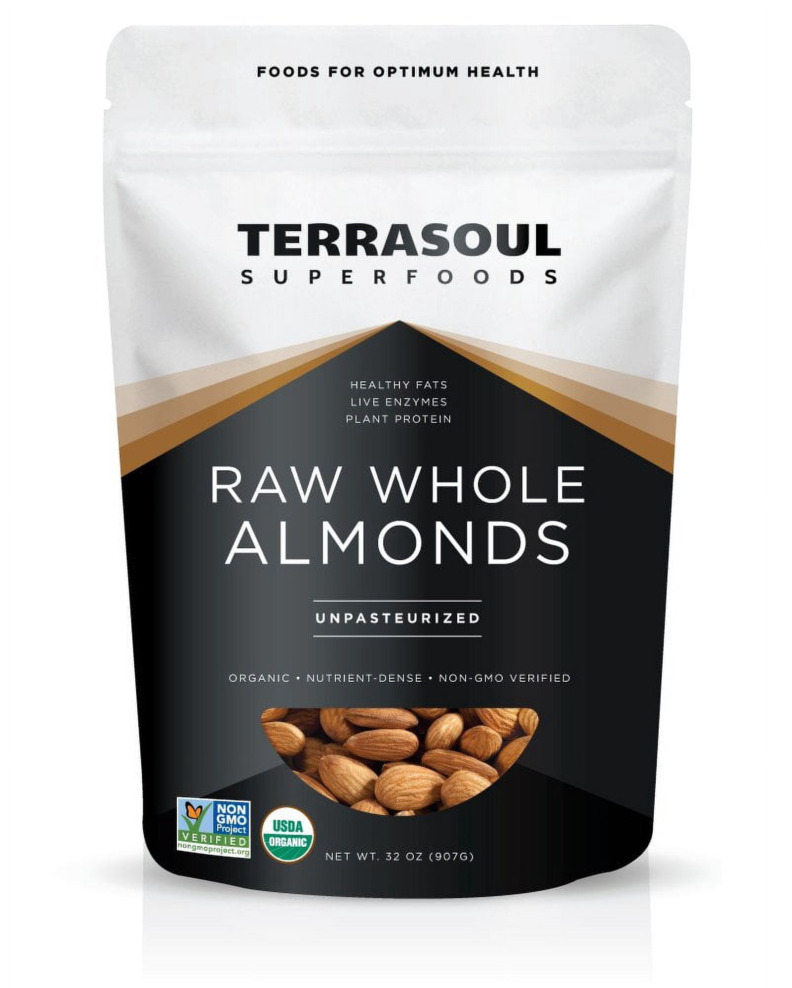 Terrasoul Superfoods Raw Unpasteurized Organic Almonds (Sproutable), 2 ...