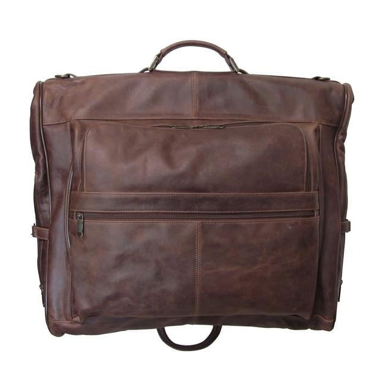 Terrazzo Brown Leather Travel Luggage, Three-suit Carry Bag with Hang ...