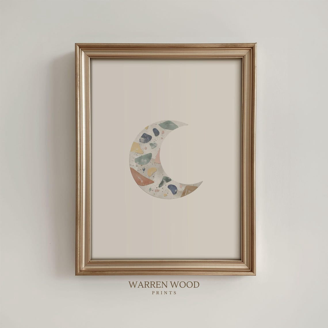 Terrazzo Crescent Moon Print, Neutral Nursery Wall Art, Peachy Toned ...