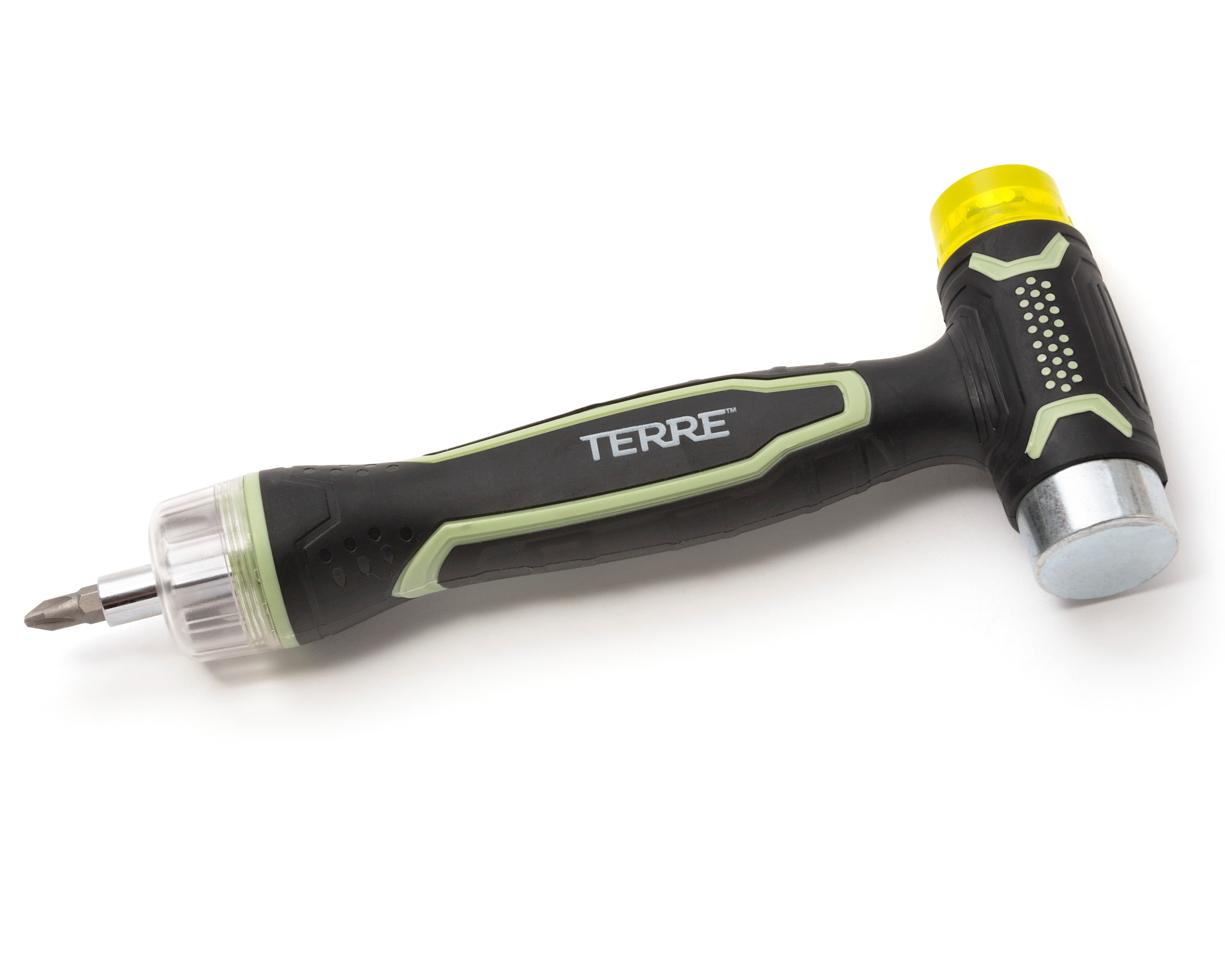 Terre Products 6-in-1 Double Faced Hammer & Multi Bit Screwdriver, Non ...