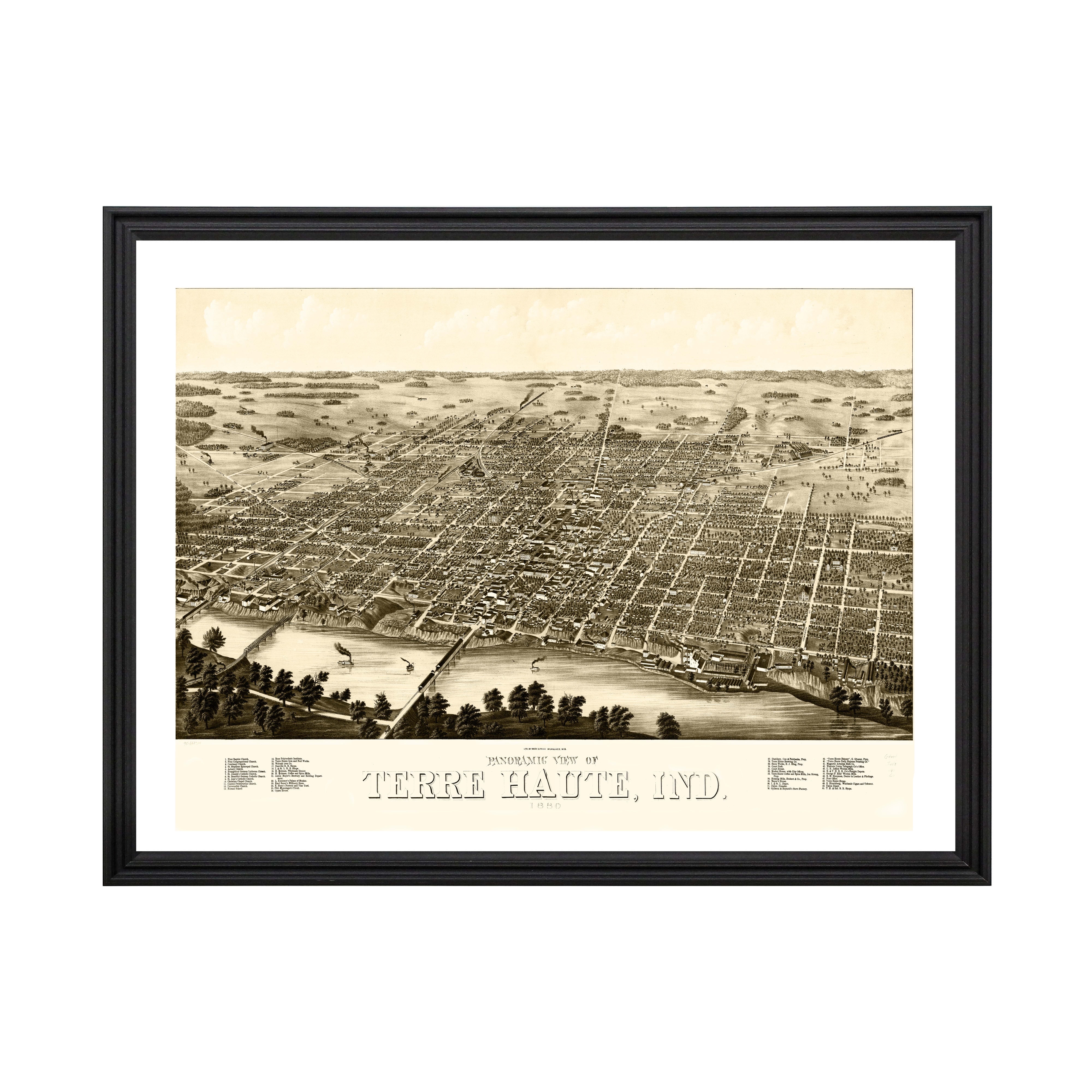 Terre Haute Art, 1880 Vintage Map of Terre Haute Indiana, IN History ...