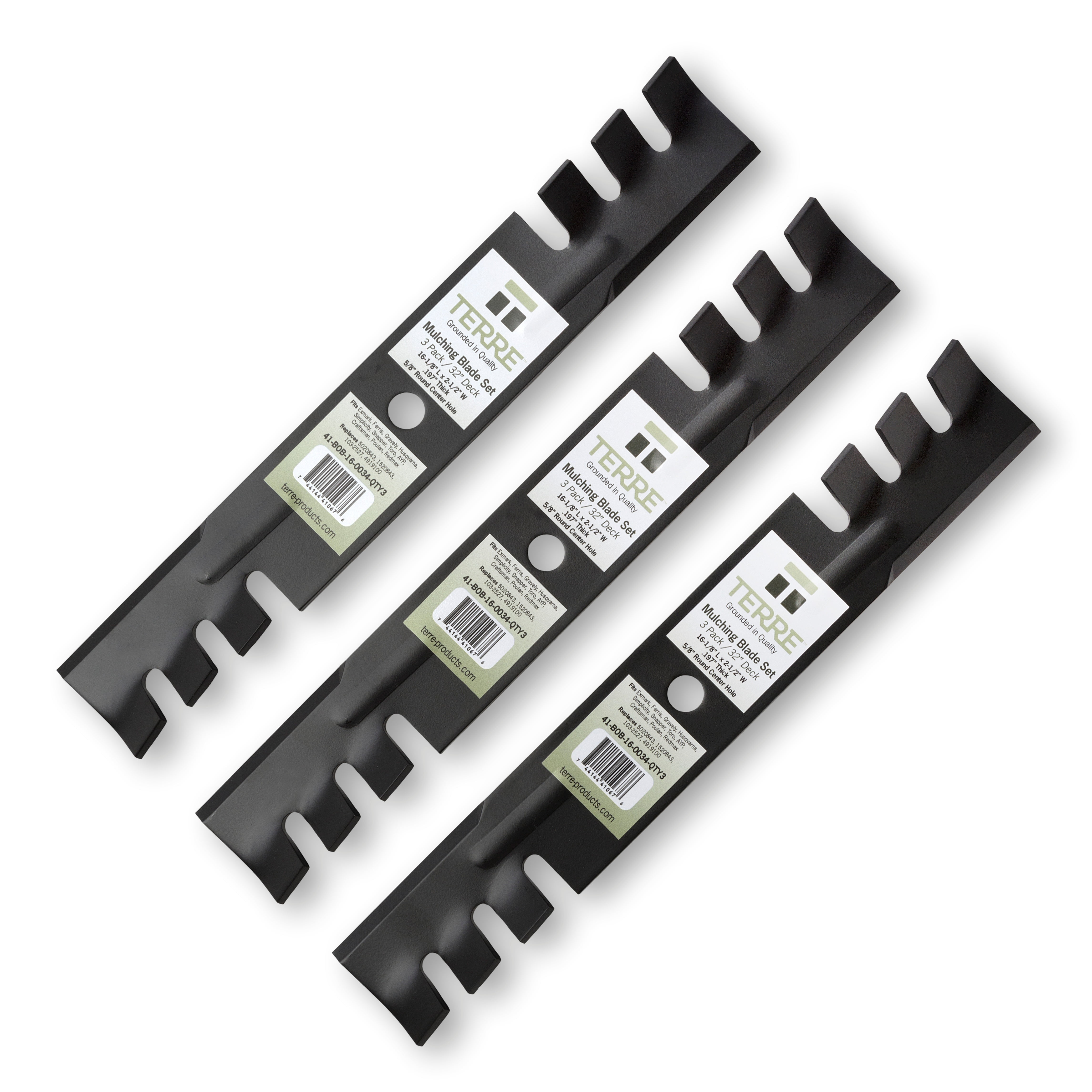 Terre Mulching Lawn Mower Blades, 32-Inch Deck, for Exmark, Ferris ...