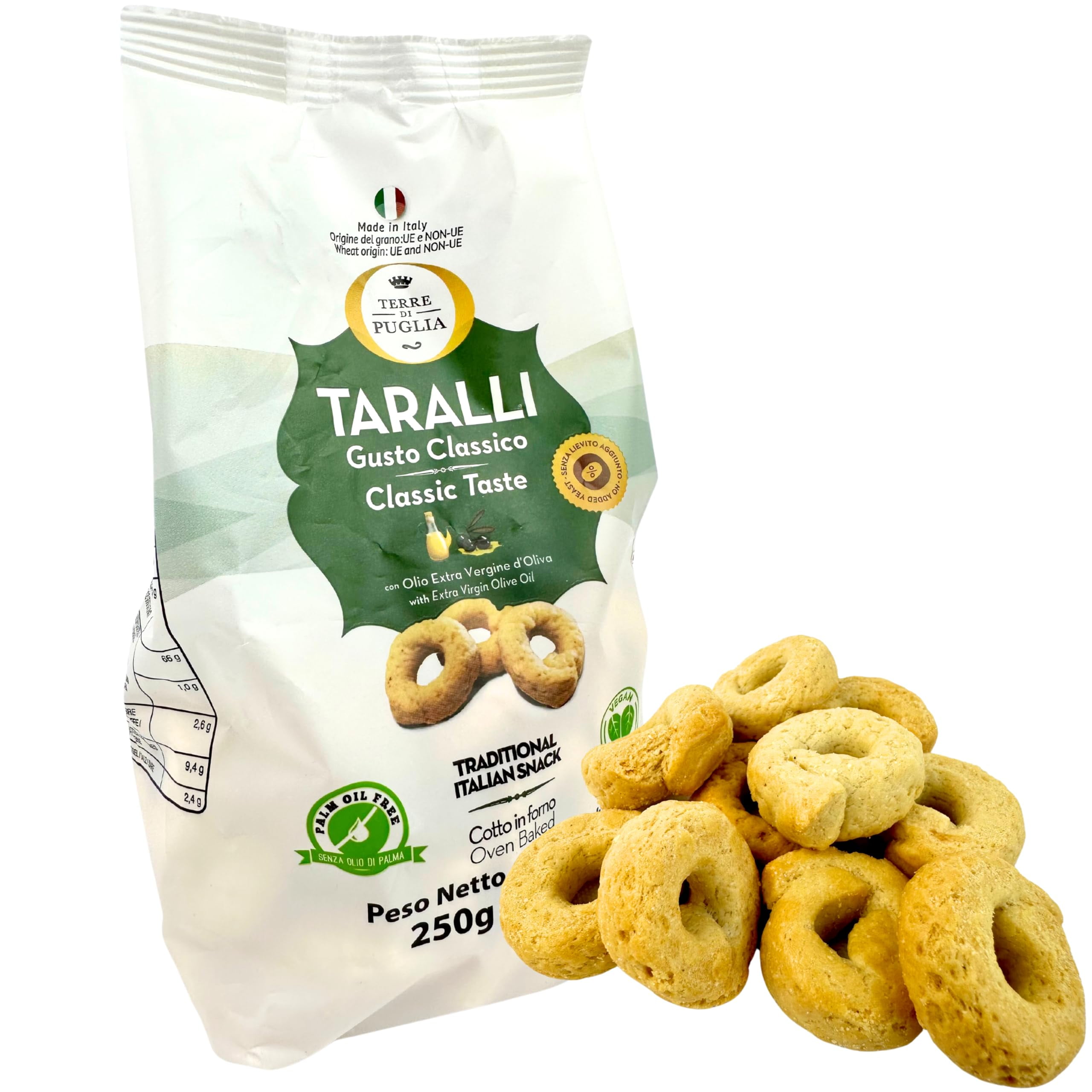 Terre di Puglia Classic SSF20 Taralli Crackers 8.8 oz. (250g) Tarallini ...
