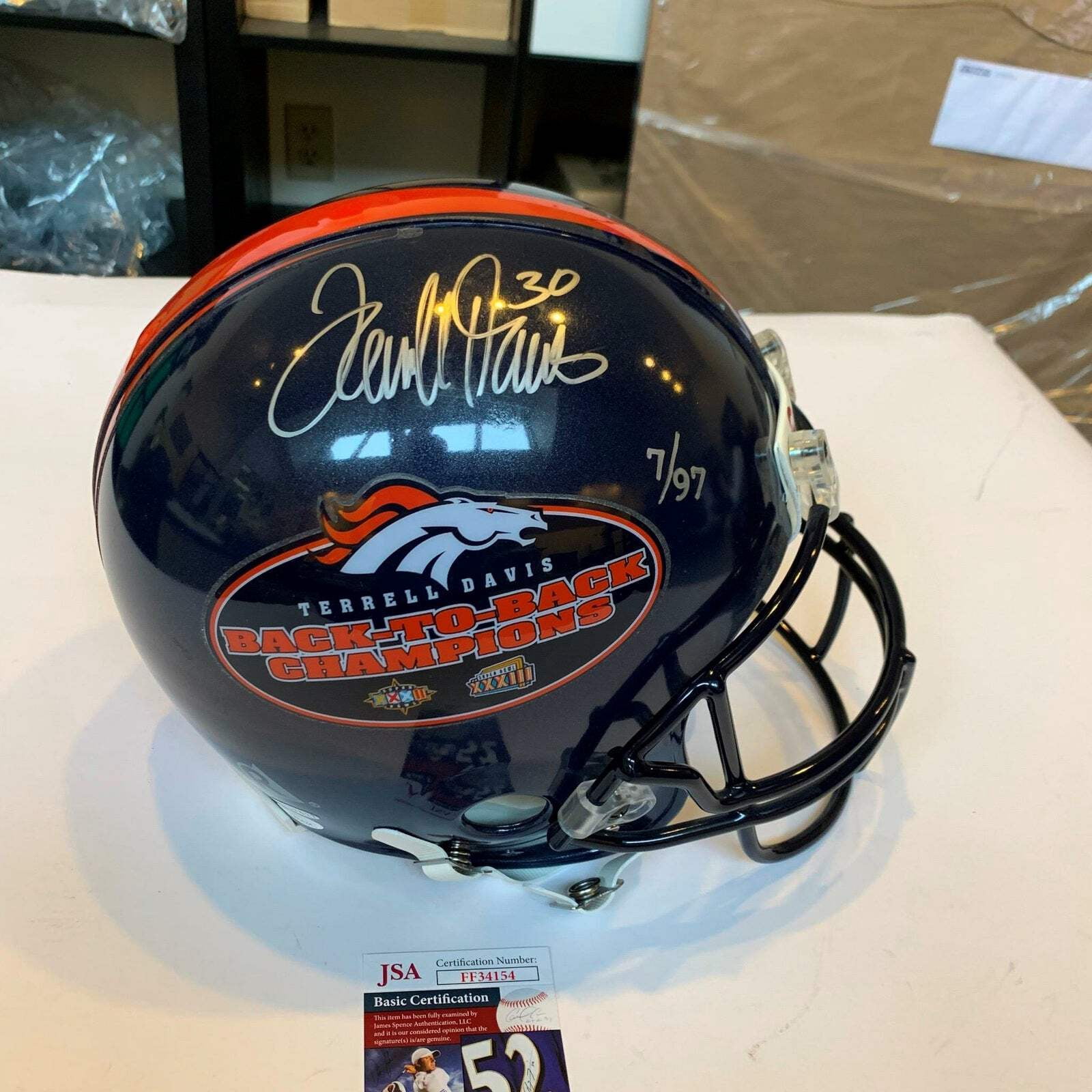 Terrell Davis Signed Denver Broncos Full Size Super Bowl Helmet JSA COA ...