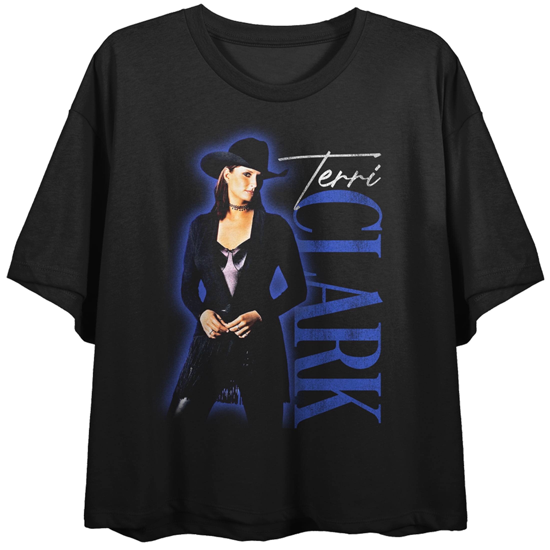 Terri Clark Singer Art Crew Neck Short Sleeve Women's Black Crop Top ...