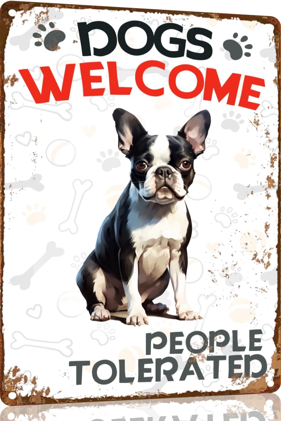 Terrier Metal Sign Dogs Welcome People Tolerated Metal Tin Sign Funny ...