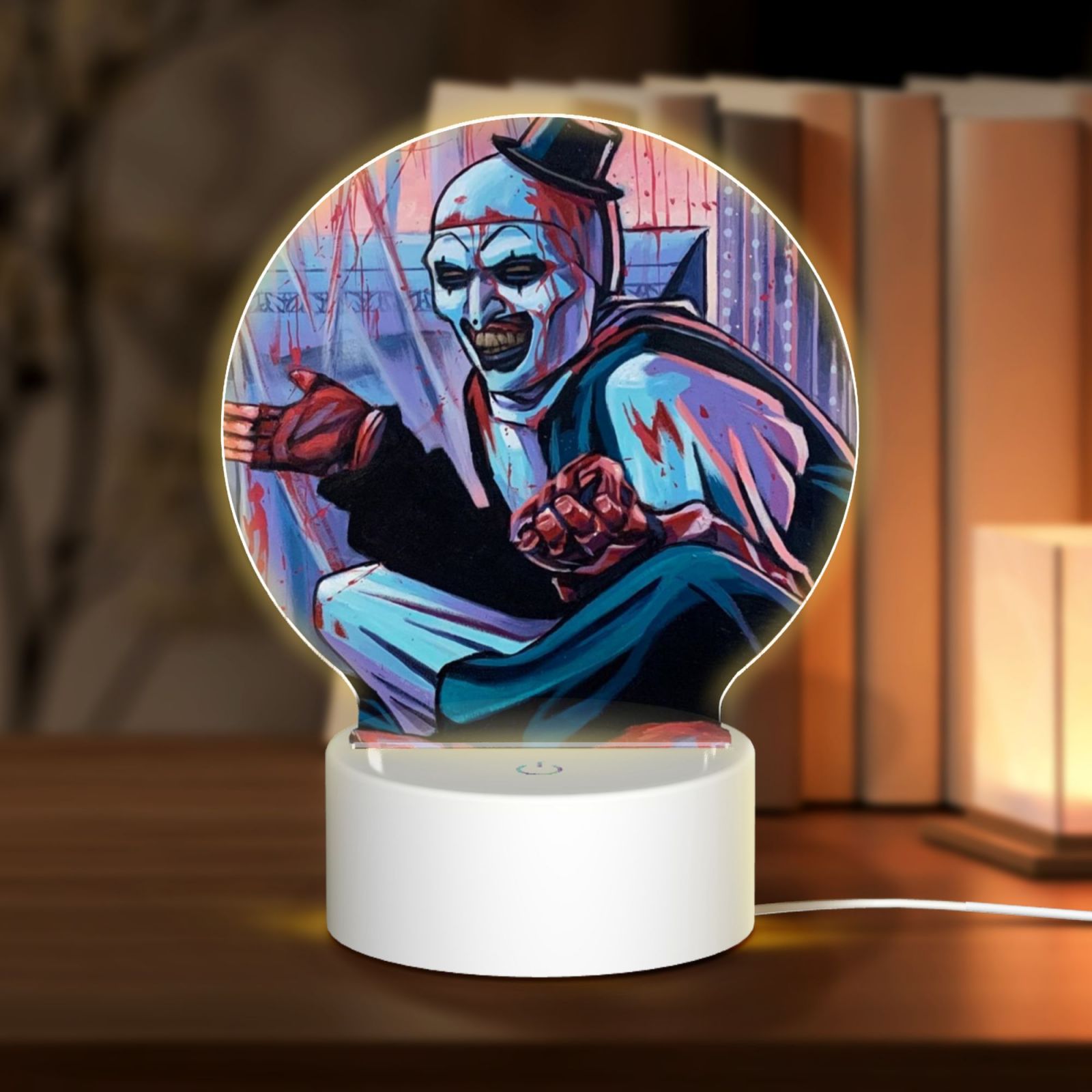 Terrifier 2 Clown Movie Round Acrylic Night Light USB Cable LED Lamp ...