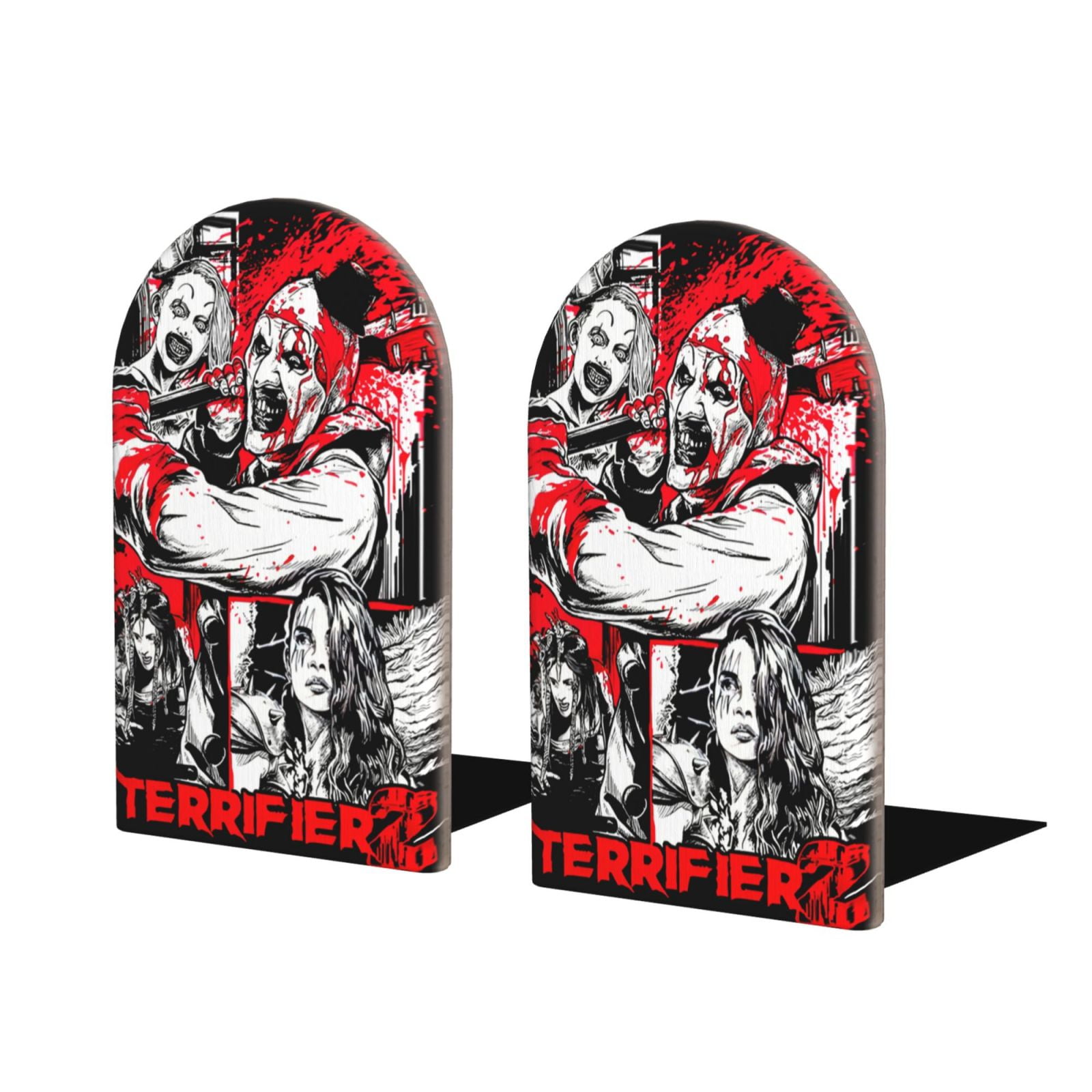 Terrifier 2 Horror Bookends Wood Book Divider Shelves Non-Skid Book ...
