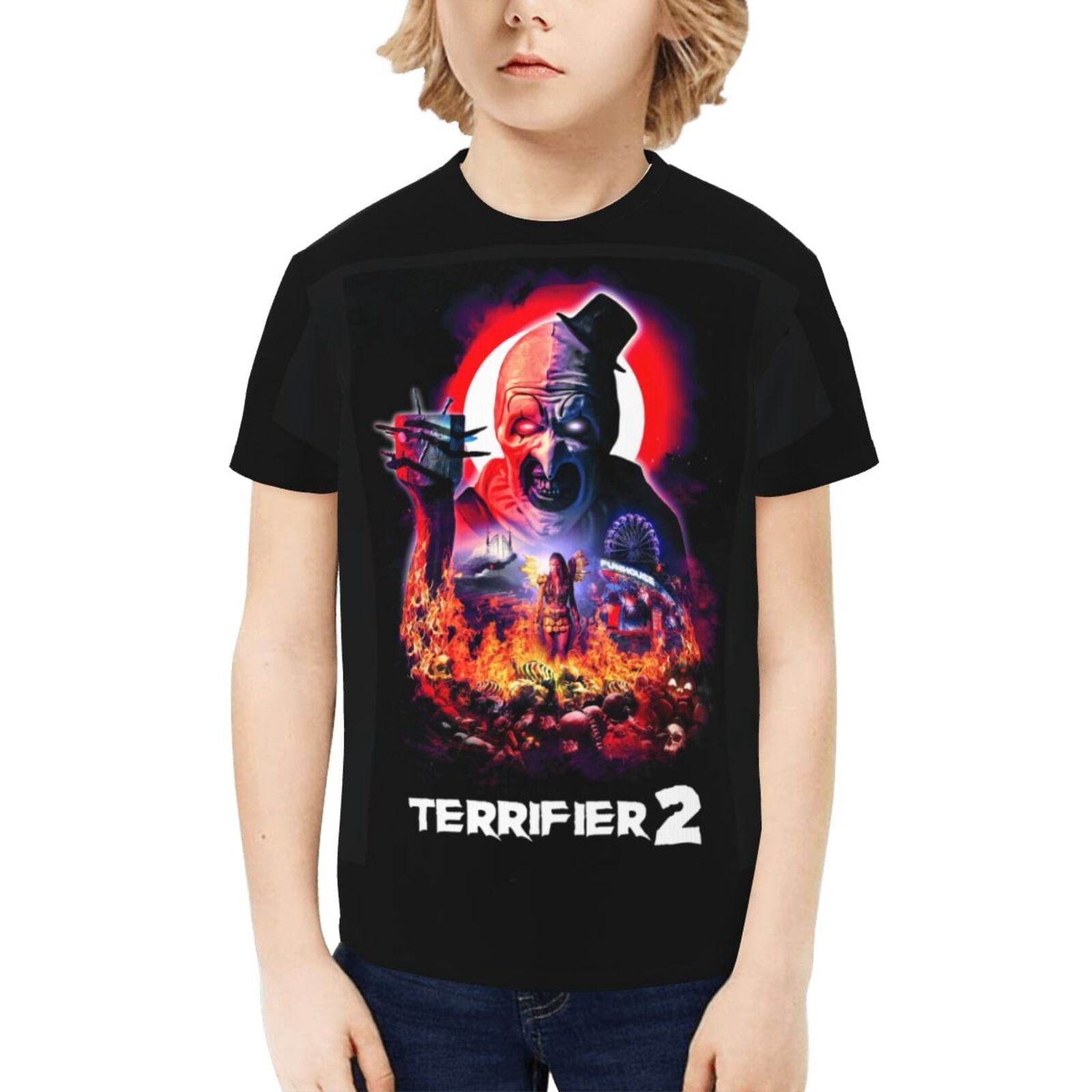 Terrifier 2 Kids T-Shirt 3d Printed Graphic T-Shirts Boys And Girls Short Sleeve Shirts For ...