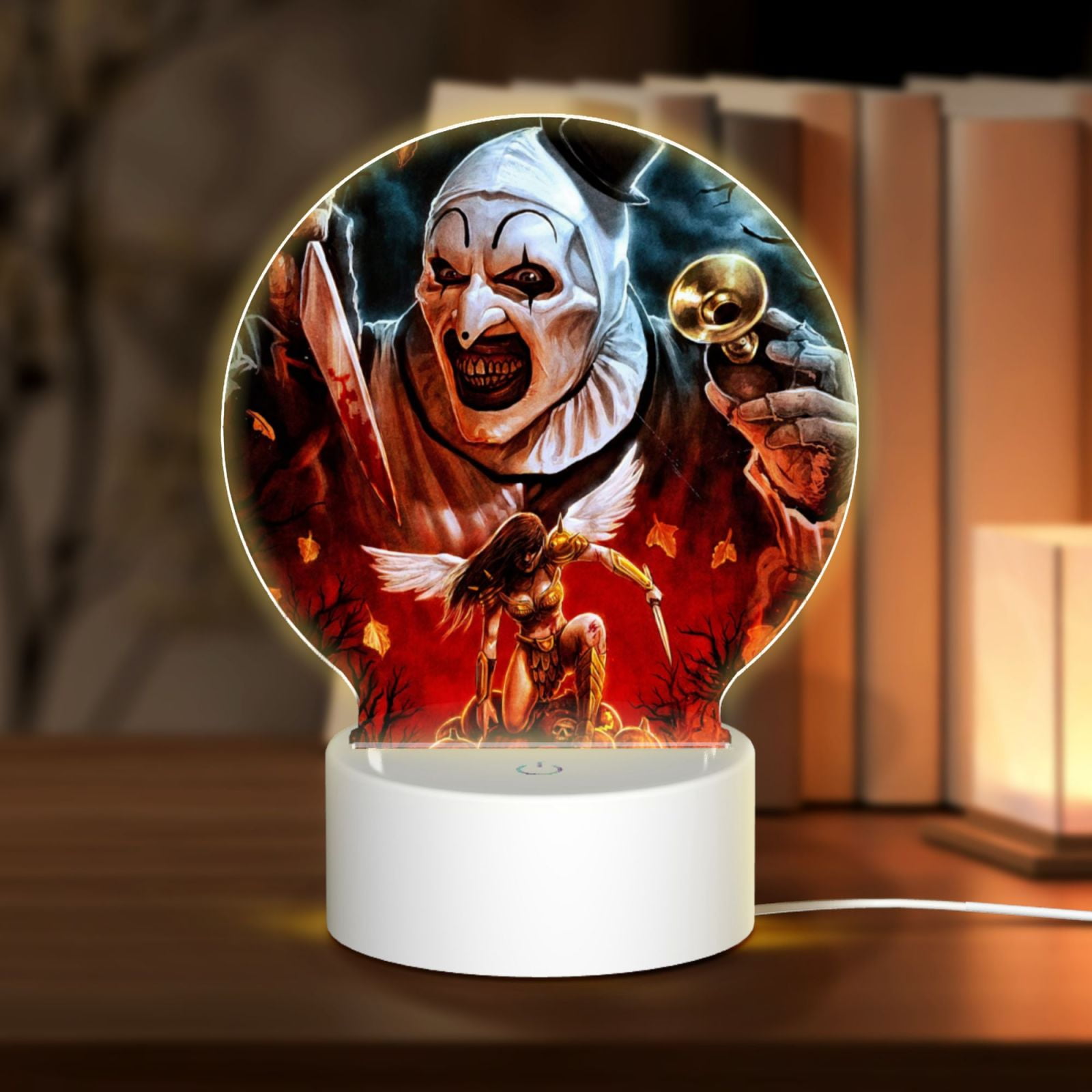 Terrifier 2 Movie Round Acrylic Night Light USB Cable LED Lamp Base ...