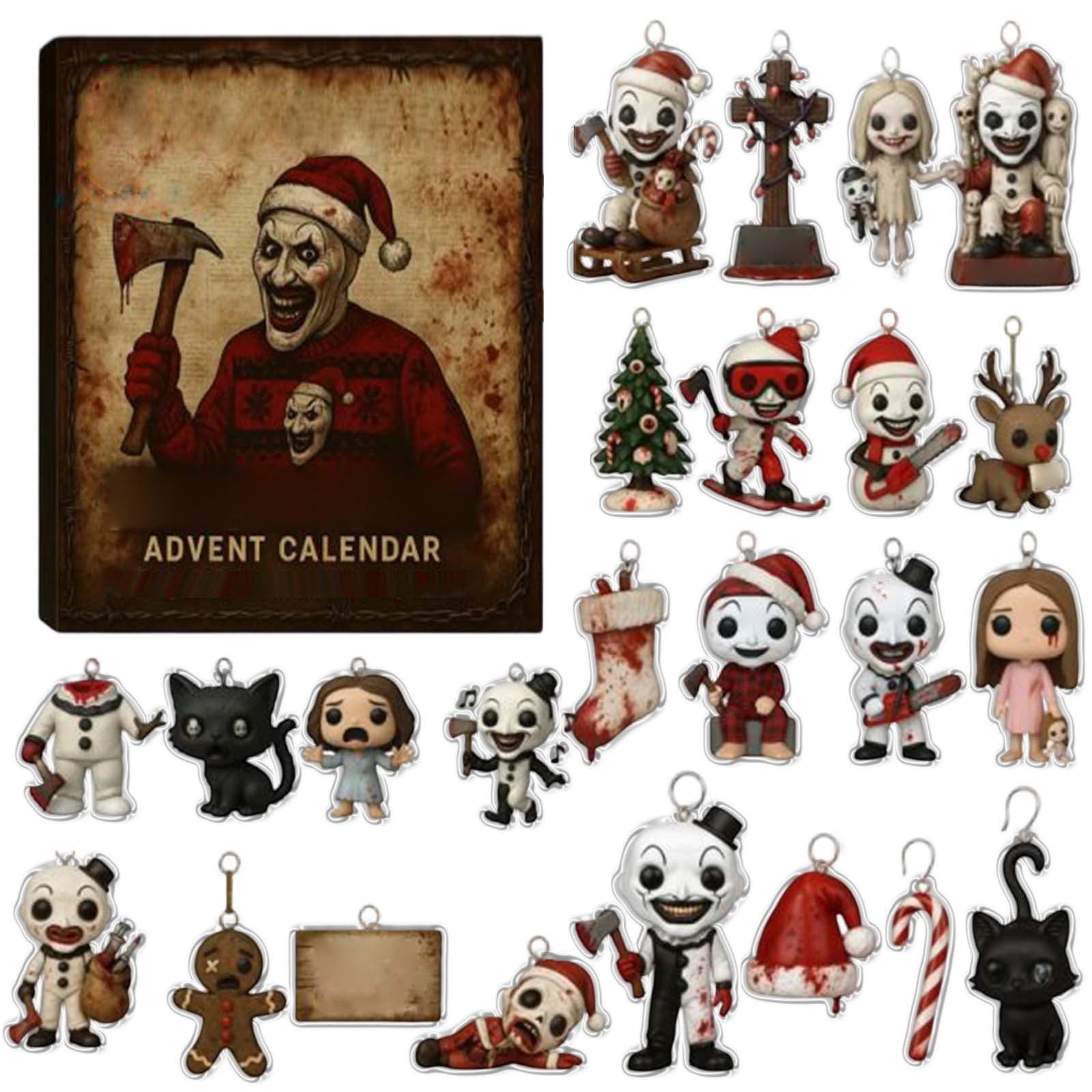 Terrifier 3 Christmas Advent Calendar - 2D Terrifier 3 Pendant with 24 ...