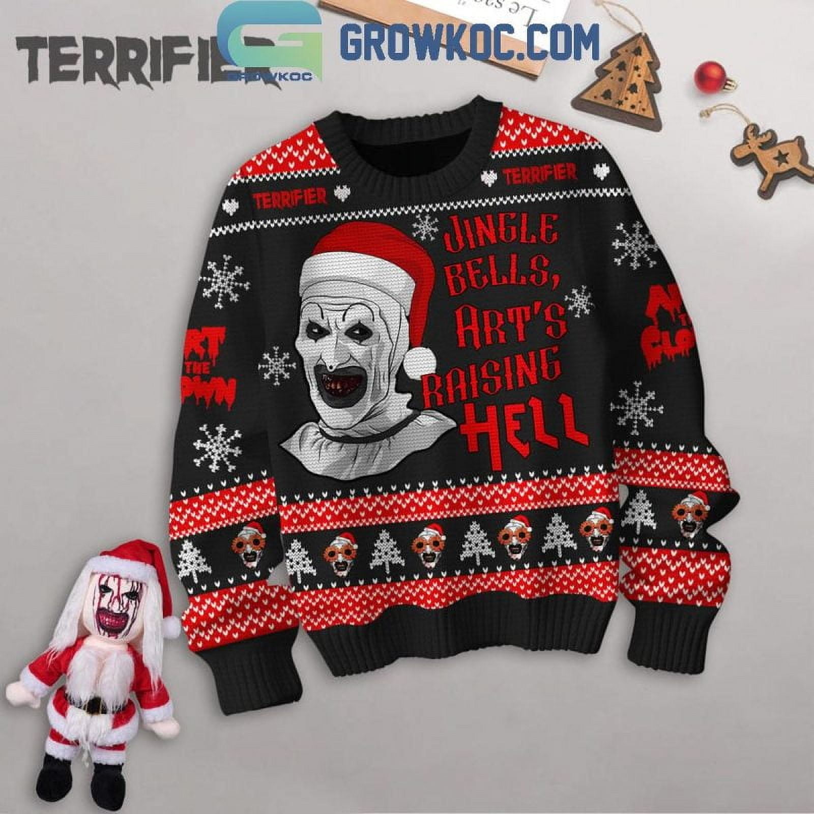 Terrifier 3 Christmas Jingle Bells Clown Killer 2024 Ugly Sweater ...