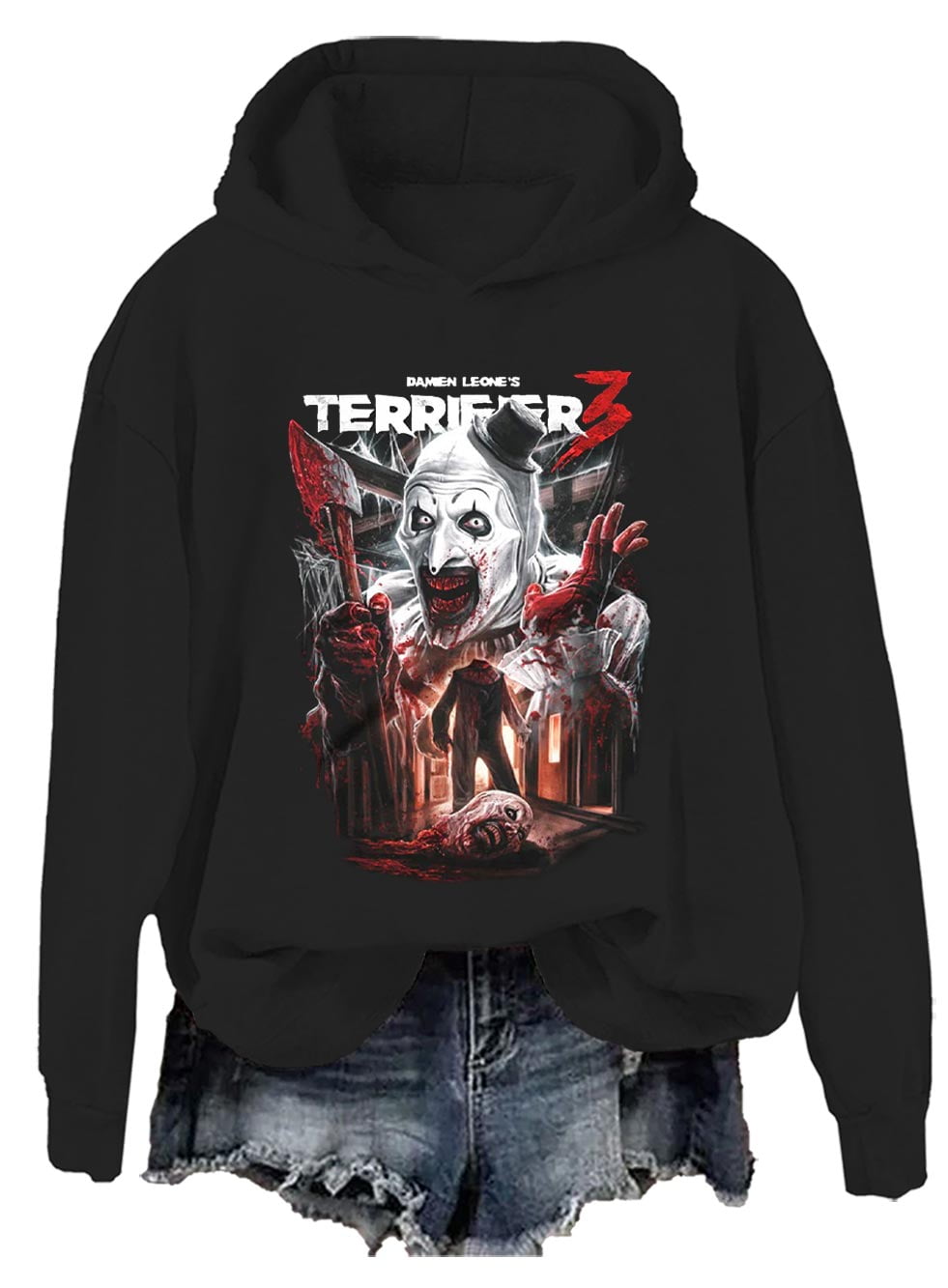 Terrifier 3 Heads Will Roll Hoodie, Terrifier Cover Clown Shirt ...