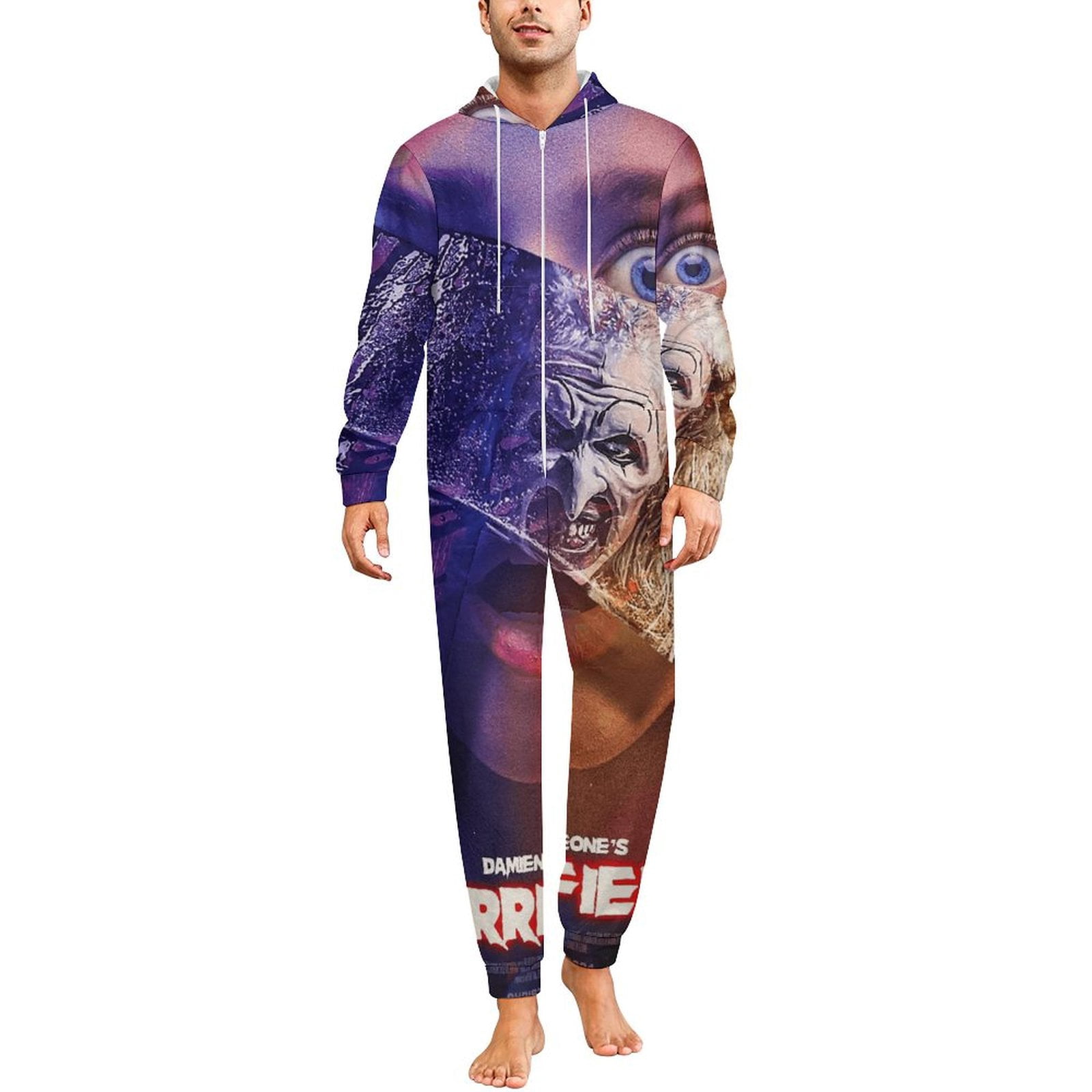 Terrifier 3 Men's Hooded Jumpsuit Onesie Pajamas Cozy Zip Up One Piece ...