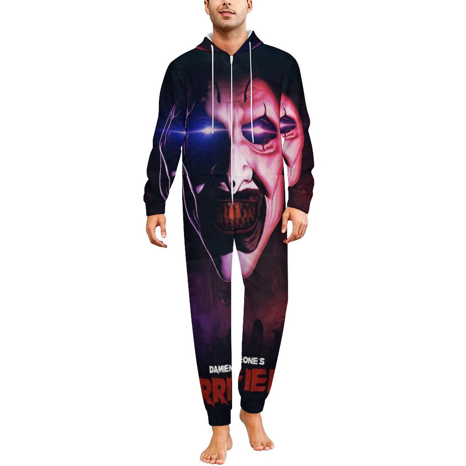 Terrifier 3 Men's Hooded Jumpsuit Onesie Pajamas Cozy Zip Up One Piece ...