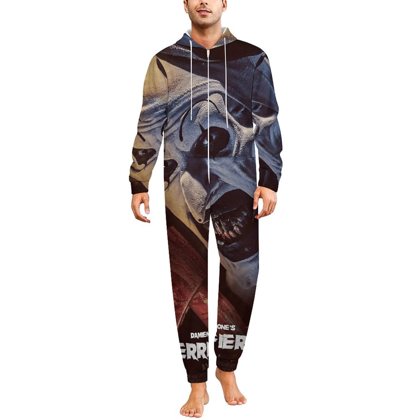 Terrifier 3 Men's Hooded Jumpsuit Onesie Pajamas Cozy Zip Up One Piece ...
