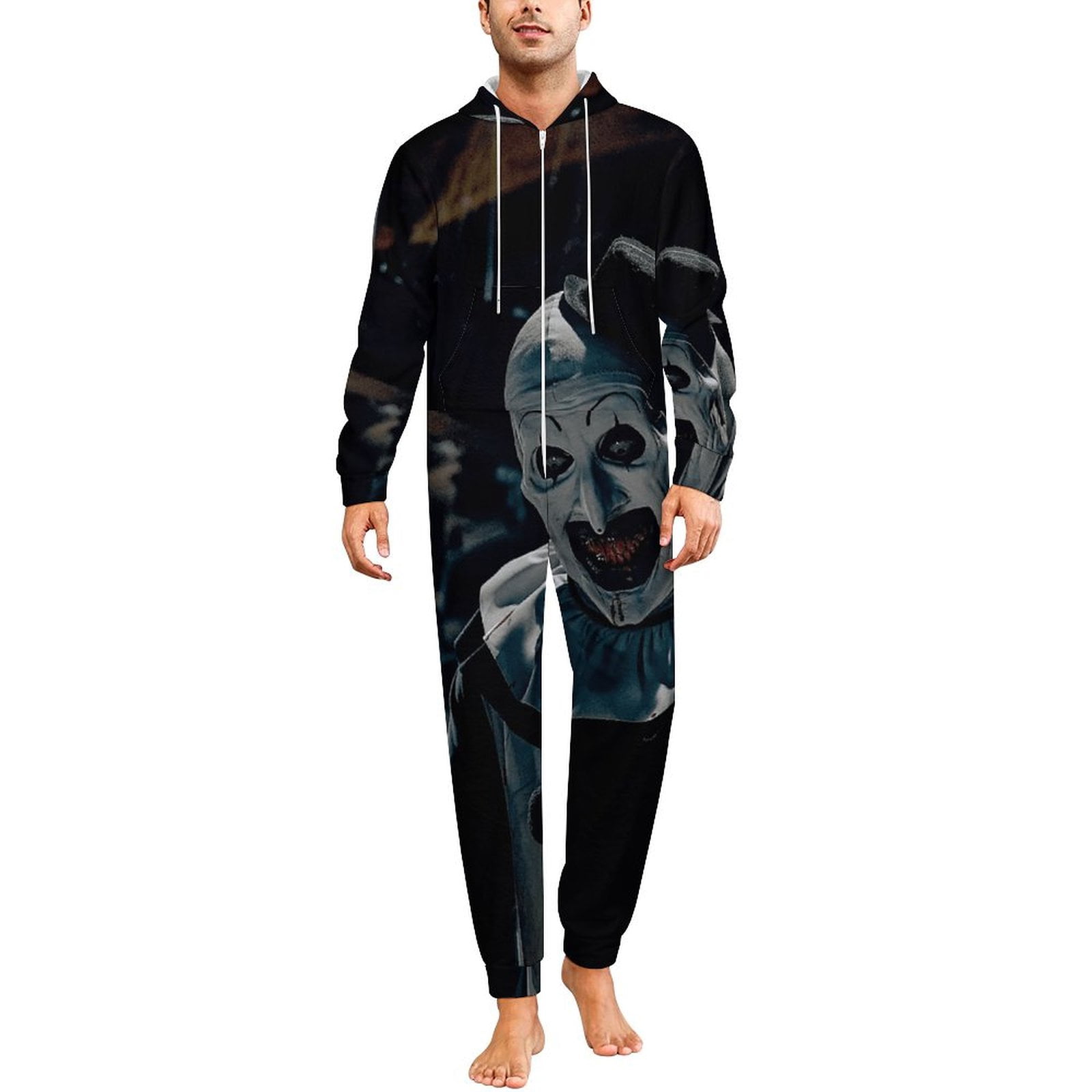 Terrifier 3 Men's Hooded Jumpsuit Onesie Pajamas Cozy Zip Up One Piece ...