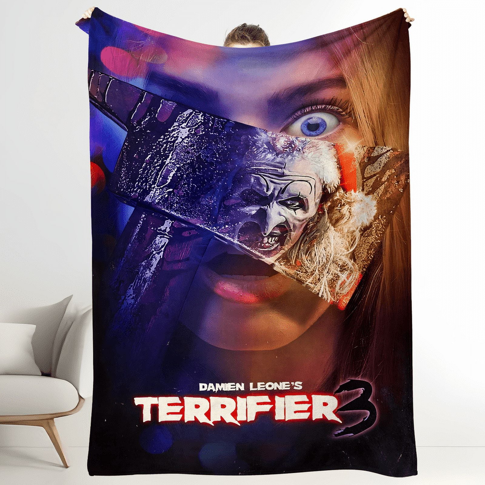 Terrifier 3 Movie Cartoon Game Soft Flannel Throws Blankets Lightweight ...