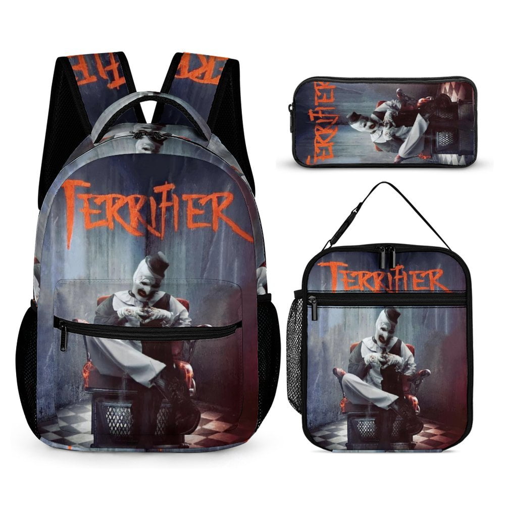 Terrifier 3 Piece Backpack Set School Bag Combination Travel Daypack ...