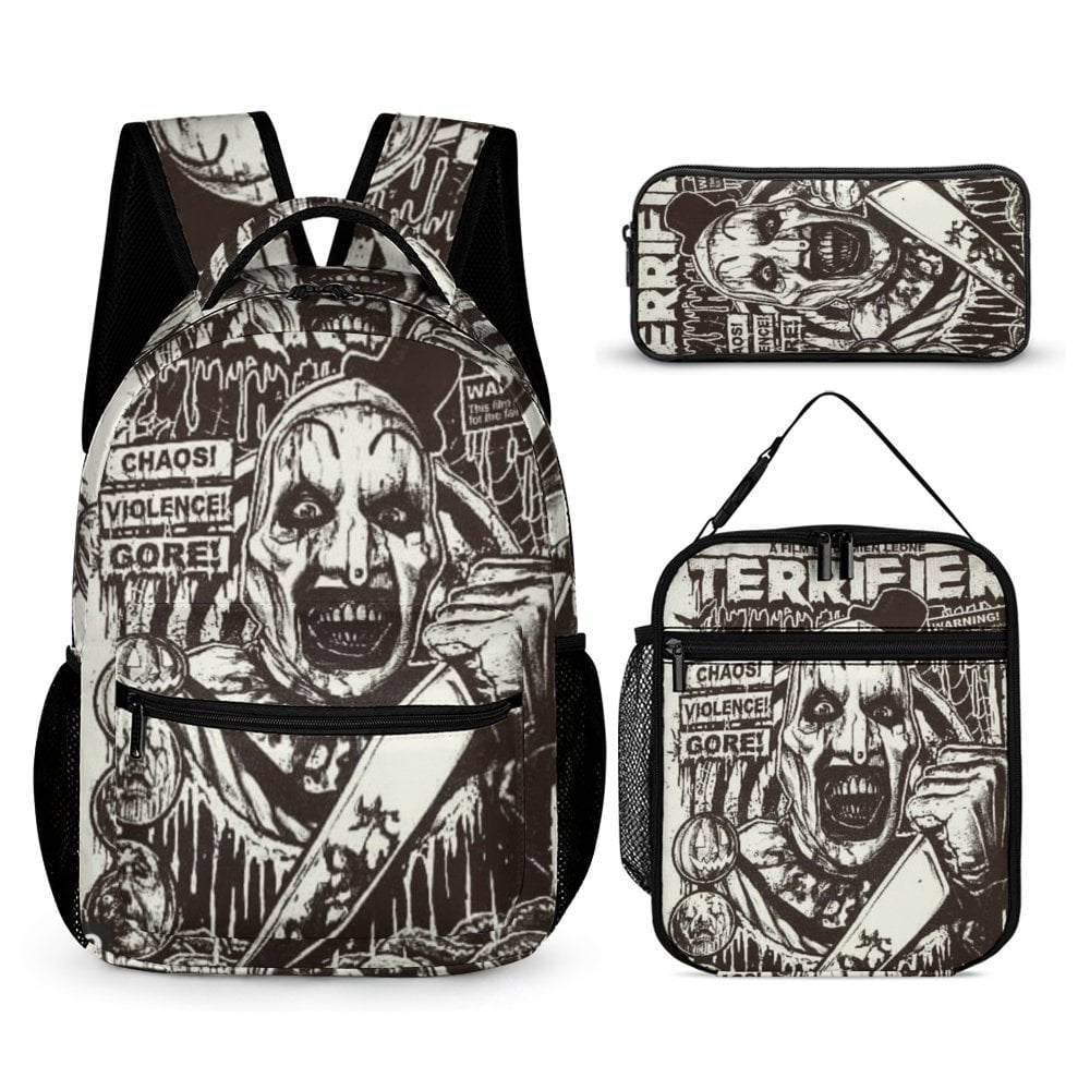 Terrifier 3 Piece Backpack Set School Bag Combination Travel Daypack ...