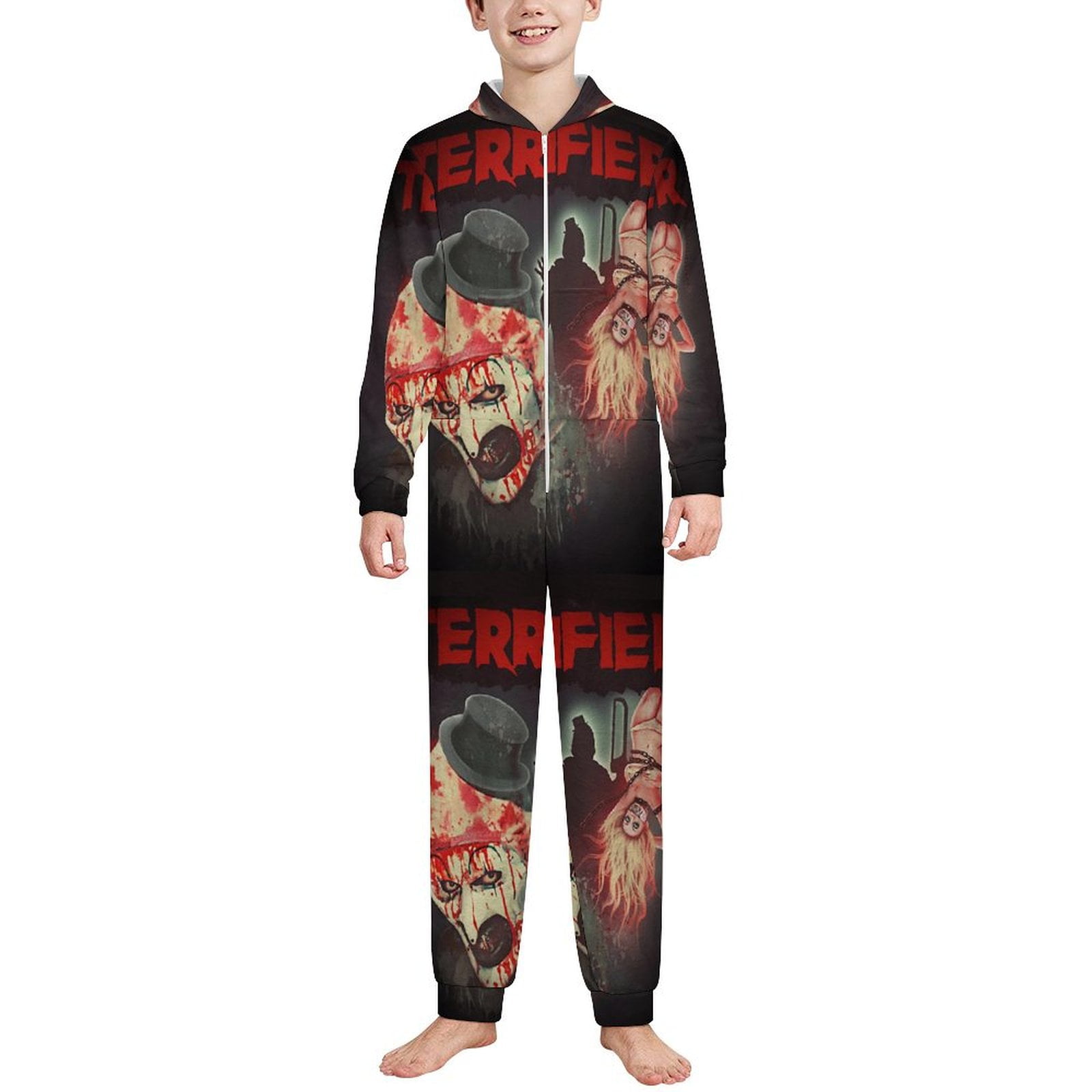 Terrifier Jumpsuit Home Pajamas for Girls Boys Flannel One Piece Winter ...