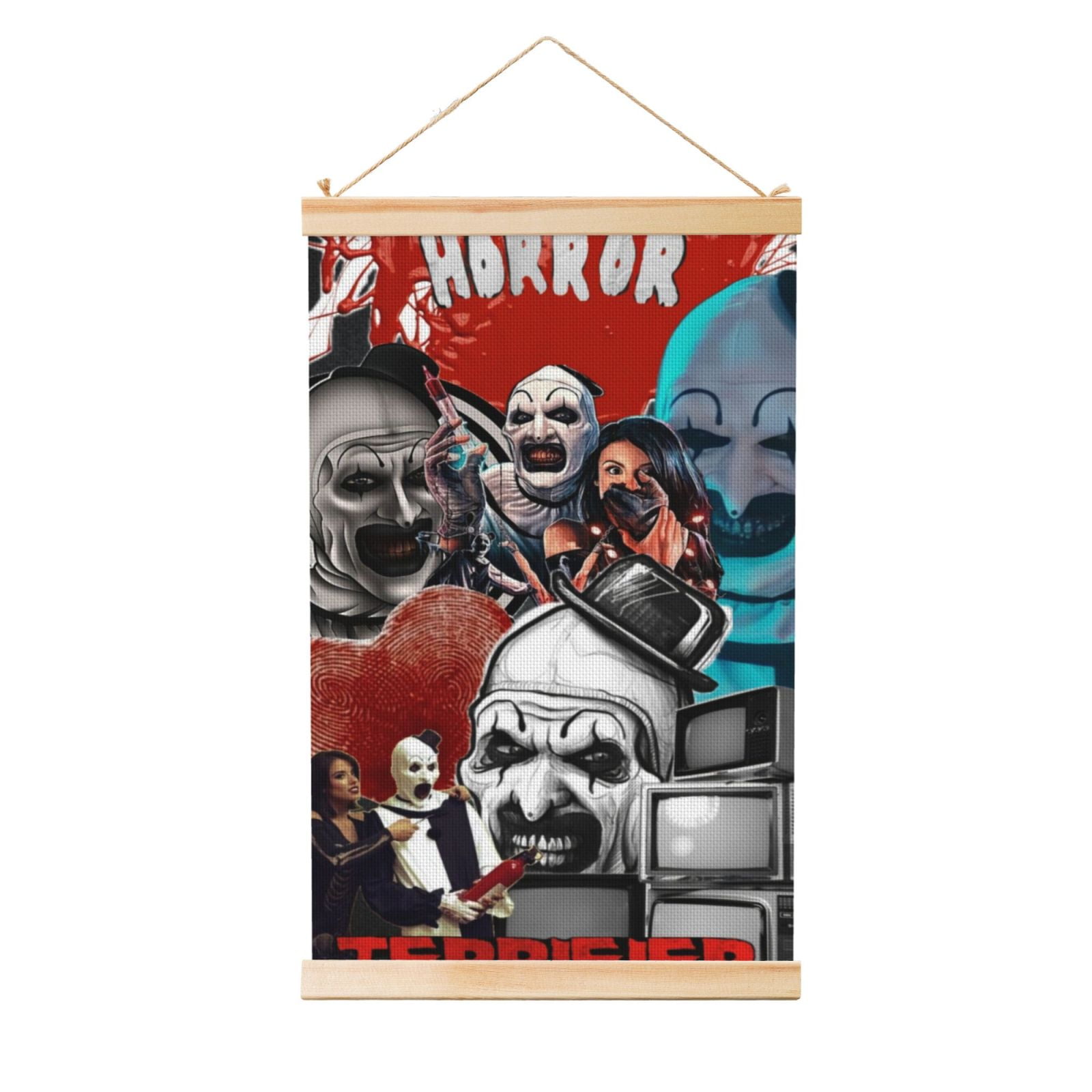 Terrifier Poster Canvas Wooden Shaft Hanging Poster Home Decor ...