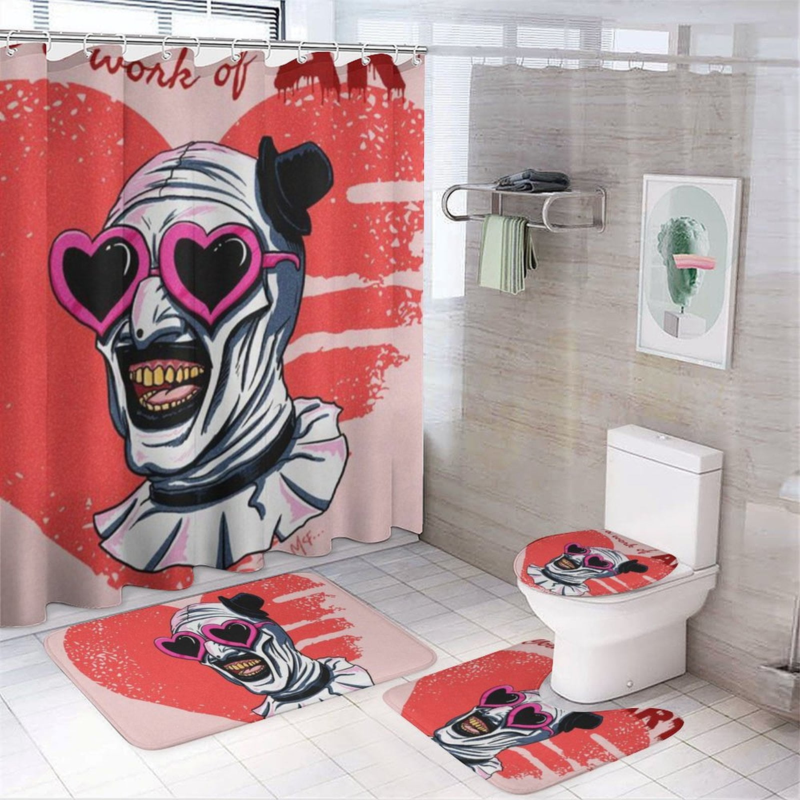 Terrifier Shower Curtain Set 4 Piece, Set Bathroom Sets with Rugs(Bath ...