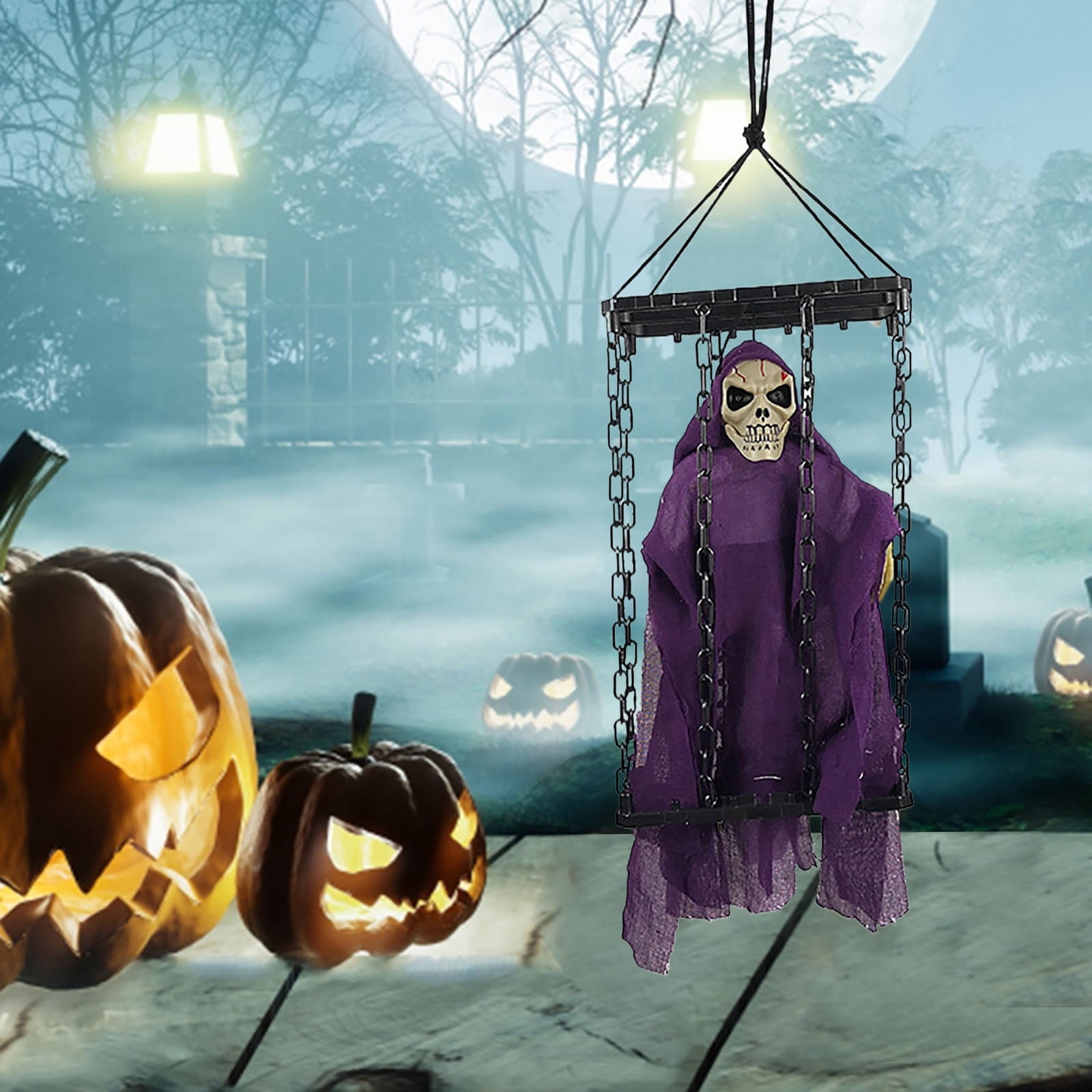 Terrifying Hanging Skeleton Scary Realistic Hanging Skeleton With LED ...