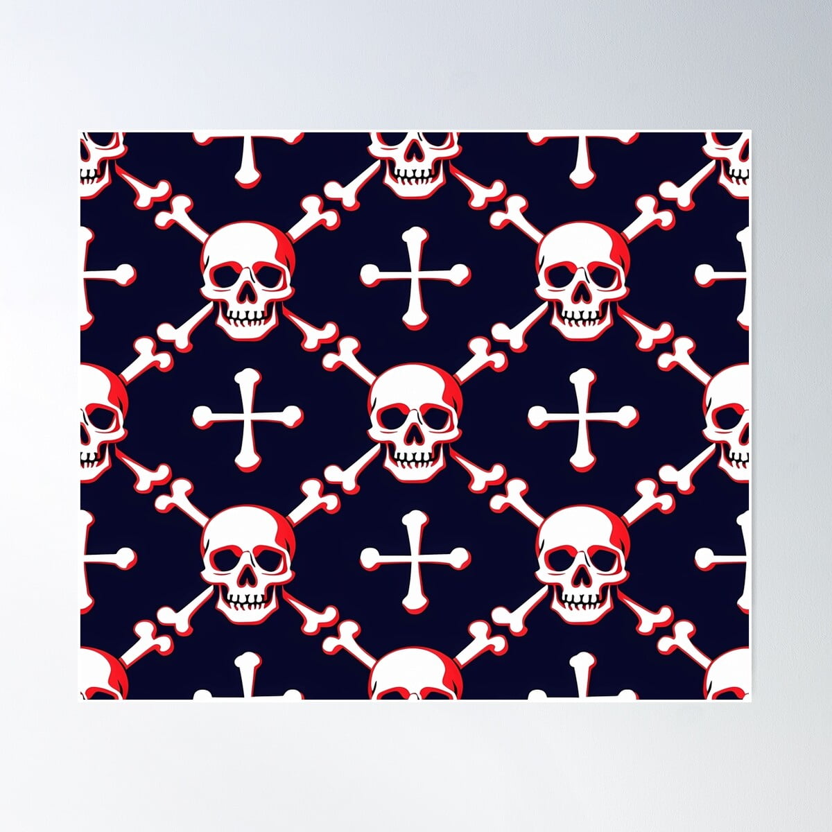 Terrifying Skull Head Horror Pattern Poster Wall Art, Modern Wall Decor ...