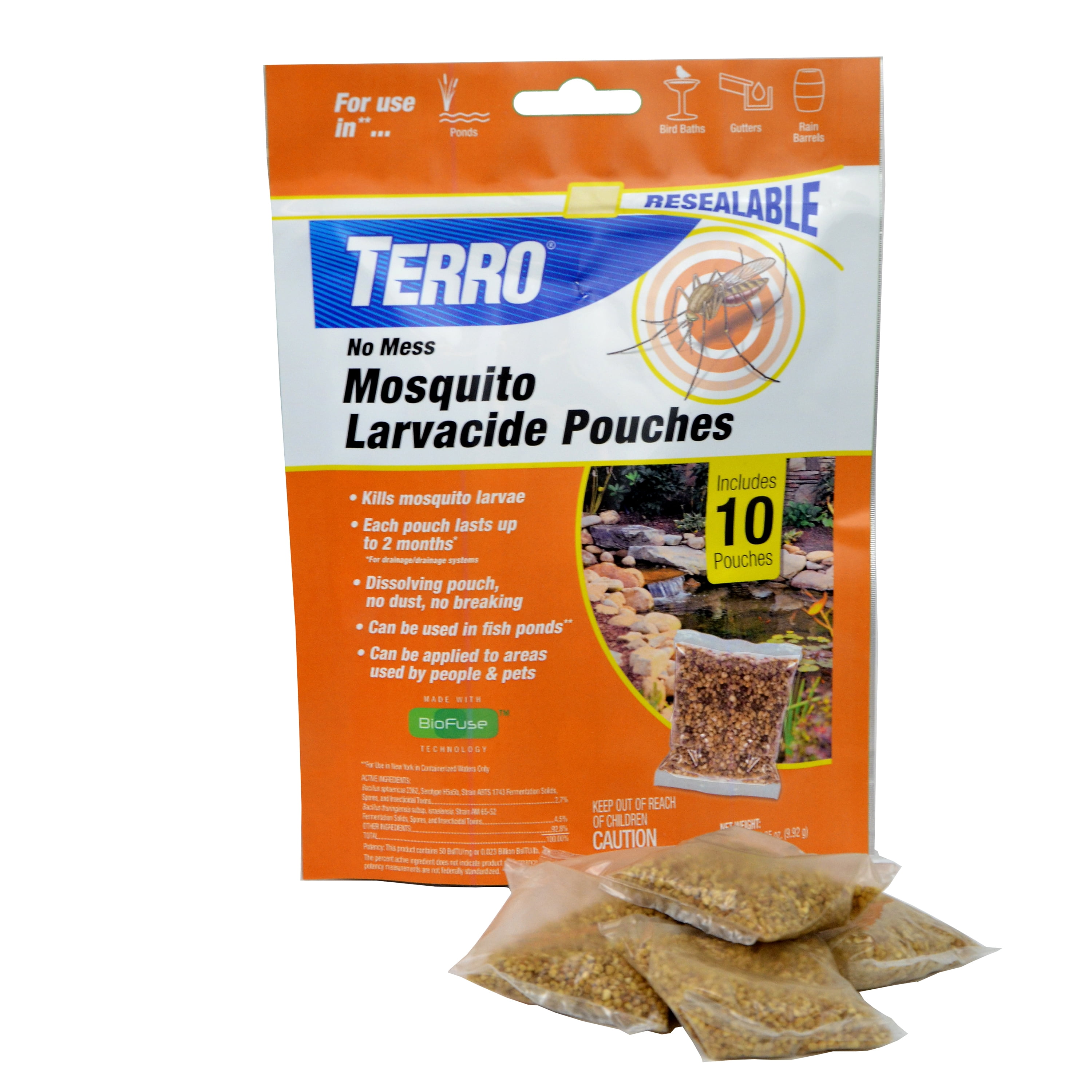 TERRO Bug Repellent: No Mess Mosquito Larvacide Pouches for Stagnant ...