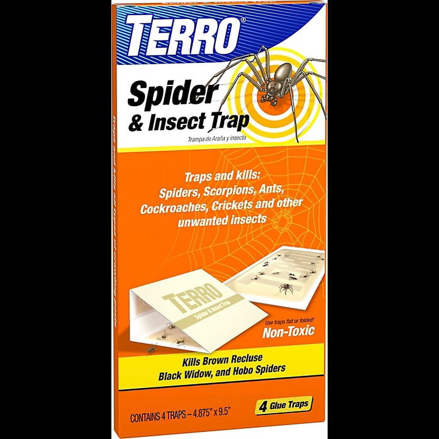 Terro T3200 Pesticide Free Spider & Insect Trap, 4.875" x 11.0", 4-Pack ...