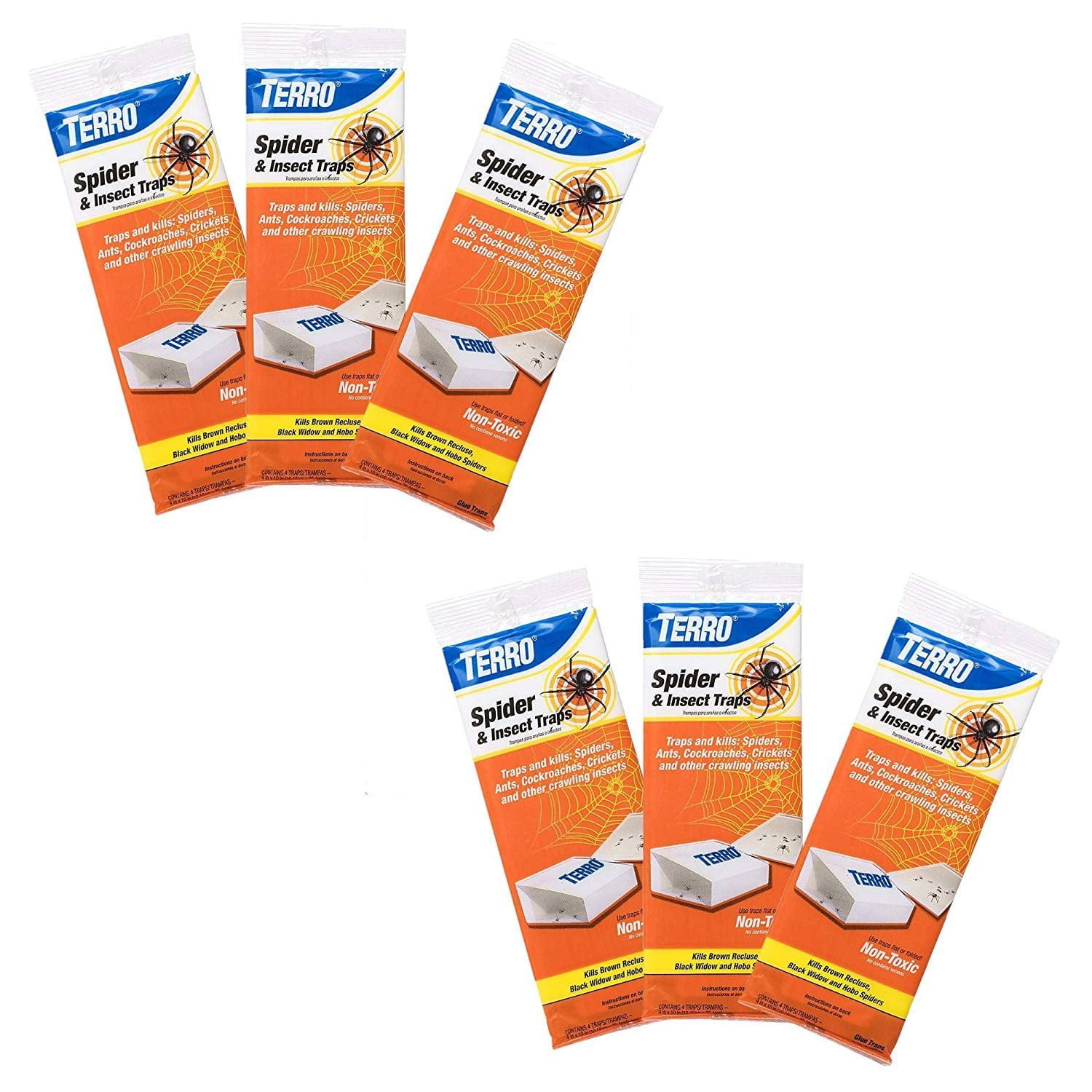 TERRO Spider & Insect Trap, 4 Count 6 Pack, Indoor Sticky Pest Control ...