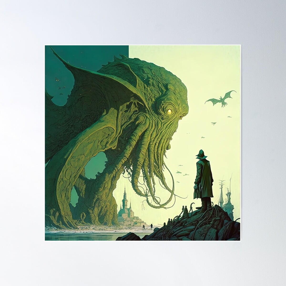 Terror From The Depths: An Ode To Cthulhu Poster Wall Art, Modern Wall ...
