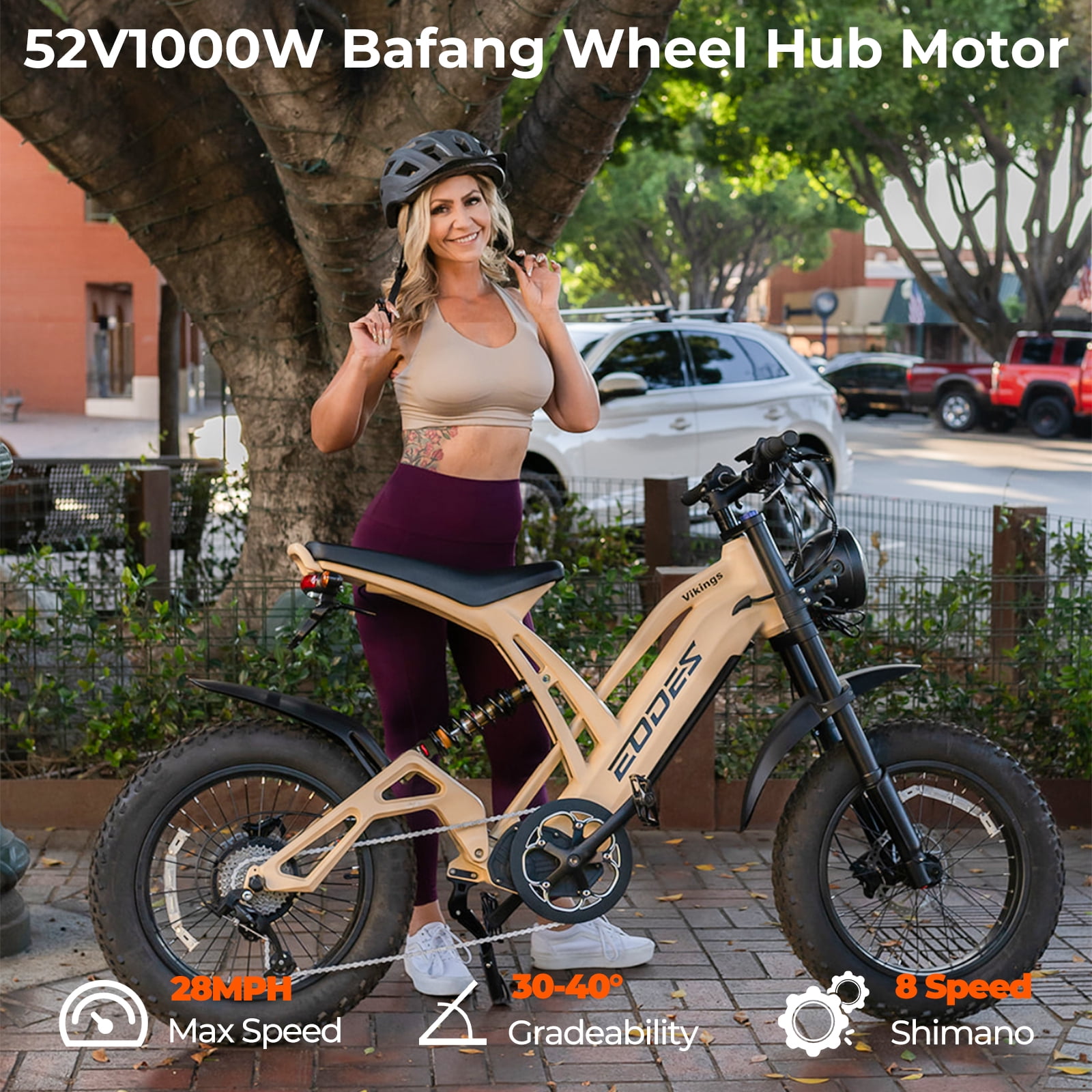 Terrosor 52V 1000W Electric Bike，20" x 4.0 Fat Tire 43 Miles Range ...