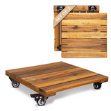 Terry 2 Pack - Square Wood Plant Caddy 14 in. with 360° Lockable Wheels ...