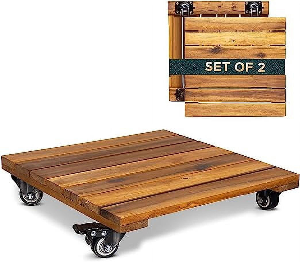 Terry 2 Pack - Square Wood Plant Caddy 14 in. with 360° Lockable Wheels ...