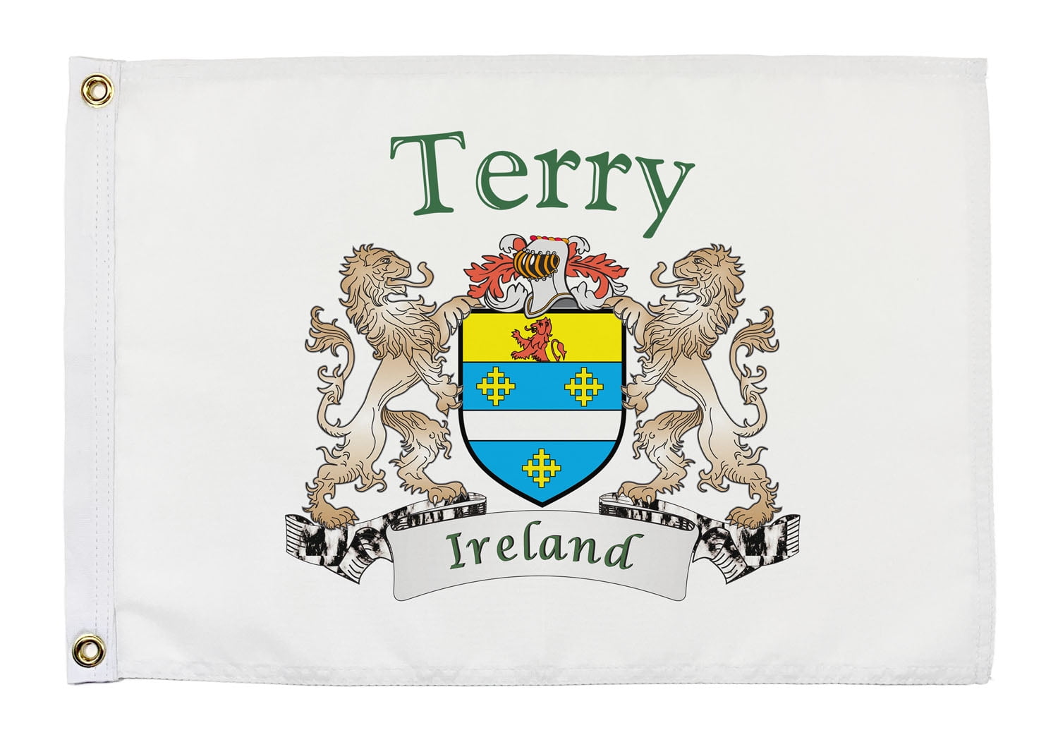 Terry Irish Coat of Arms Small White Flag - 16"x10.5" inches - Walmart.com