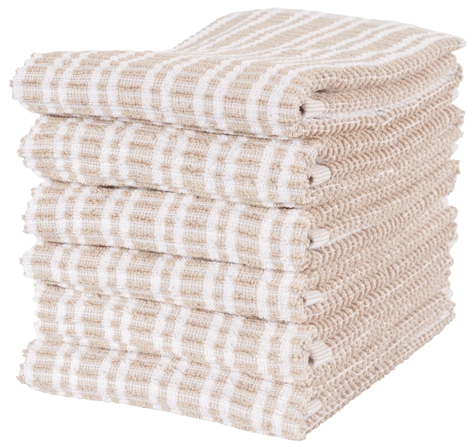 KAF Home Terry Kitchen Hand Towels, 430 GSM Cotton, 16” x 28”, Beige, 6 ...