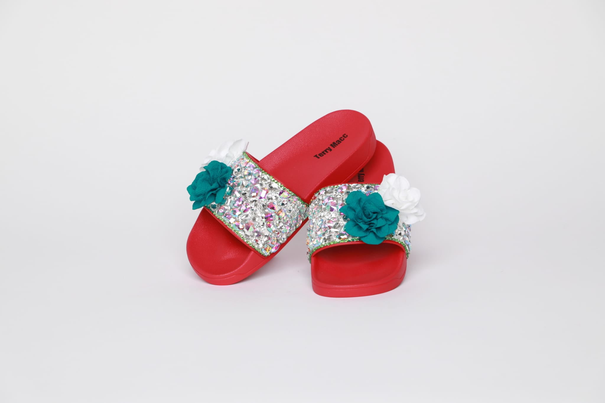 Terry Macc Floral Crystal Slides – Red - Walmart.com