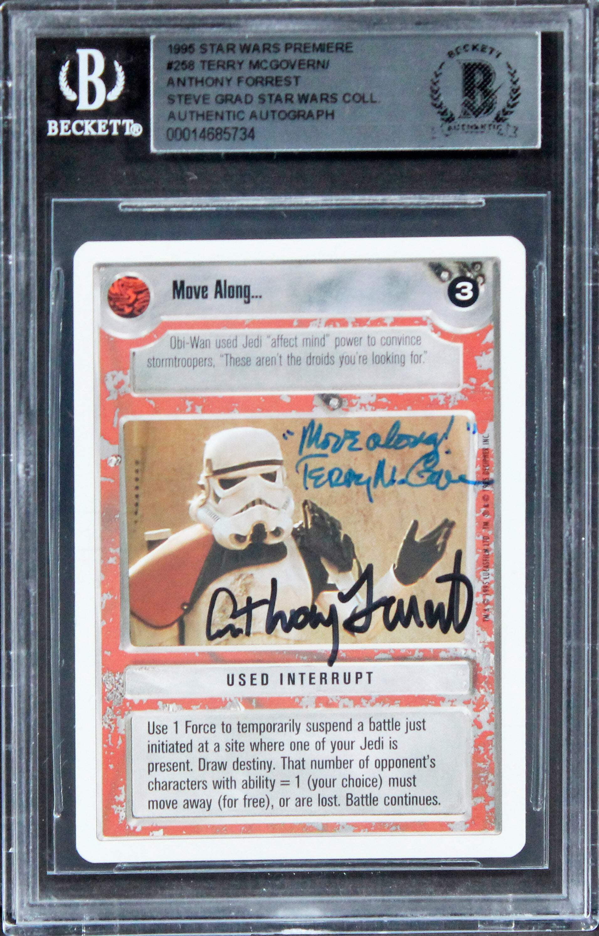 Terry McGovern Anthony Forrest Signed 1995 Star Wars Prem. #258 Card ...