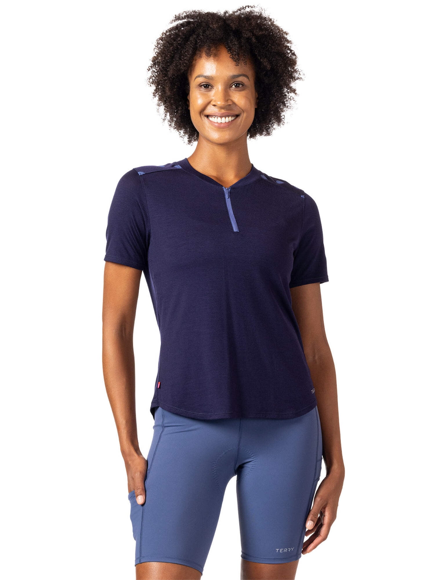 Terry Merino Short Sleeve Cycling Jersey Womens Semi-Fitted Base Layer ...