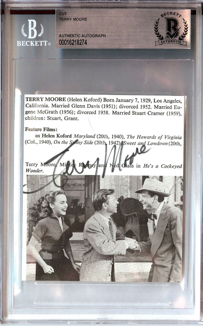 Terry Moore Autograph Cut Signature He's a Cockeyed Wonder BAS Encased ...