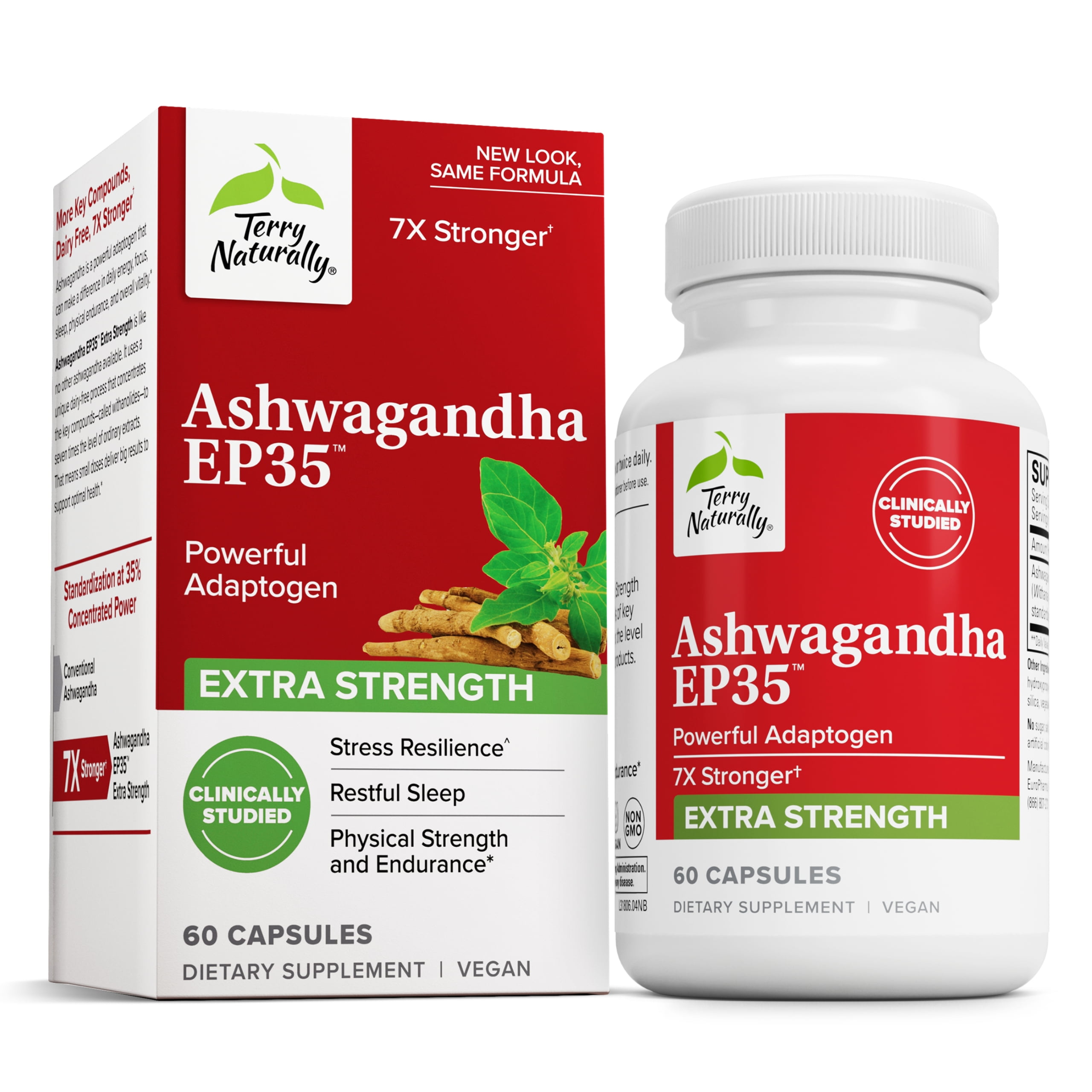 Terry Naturally Ashwagandha EP35 Extra Strength - 60 Capsules - Walmart.com