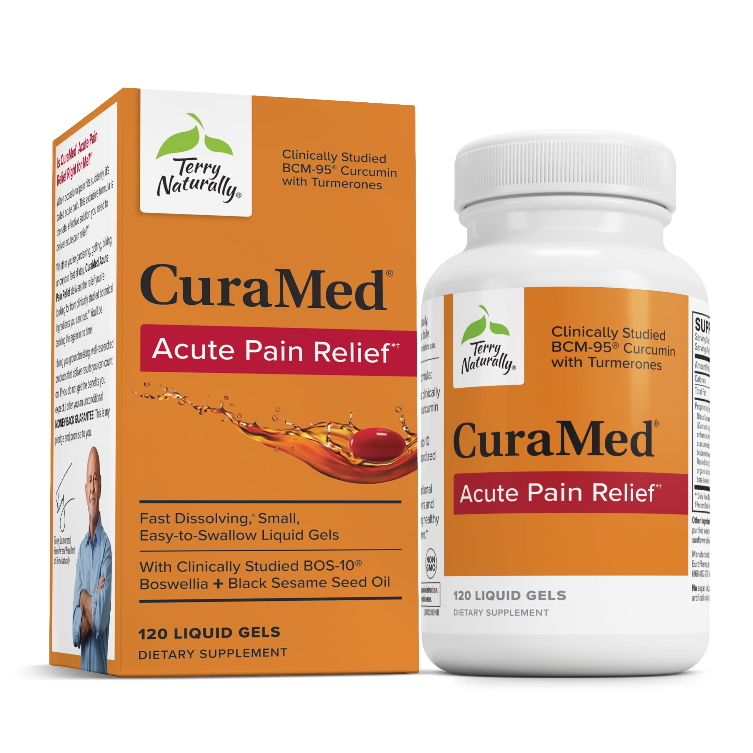 Terry Naturally CuraMed Acute Pain Relief - 120 Liquid Gels - Walmart.com