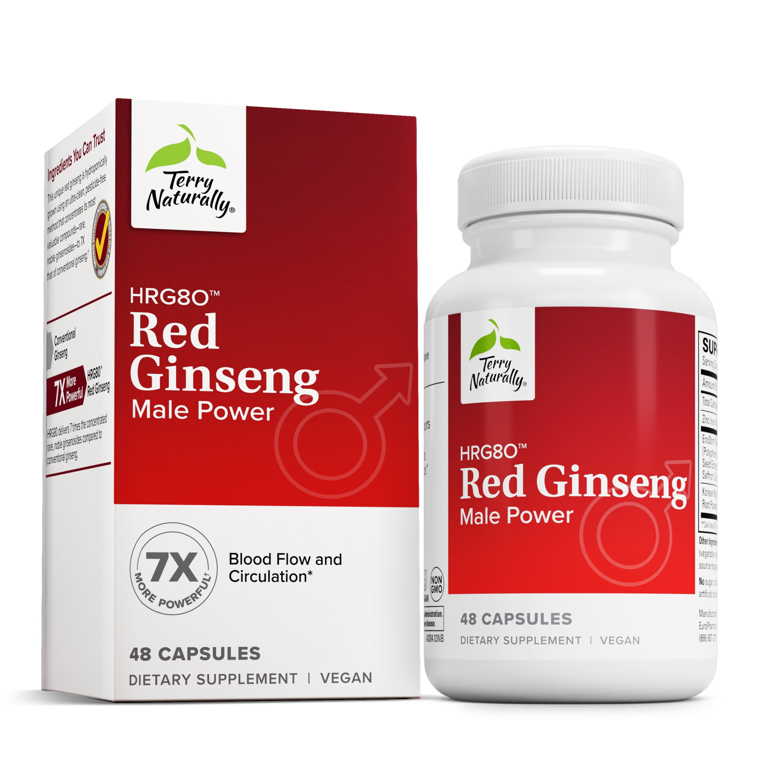 Terry Naturally HRG80 Red Ginseng Male Power - 48 Capsules - Walmart.com