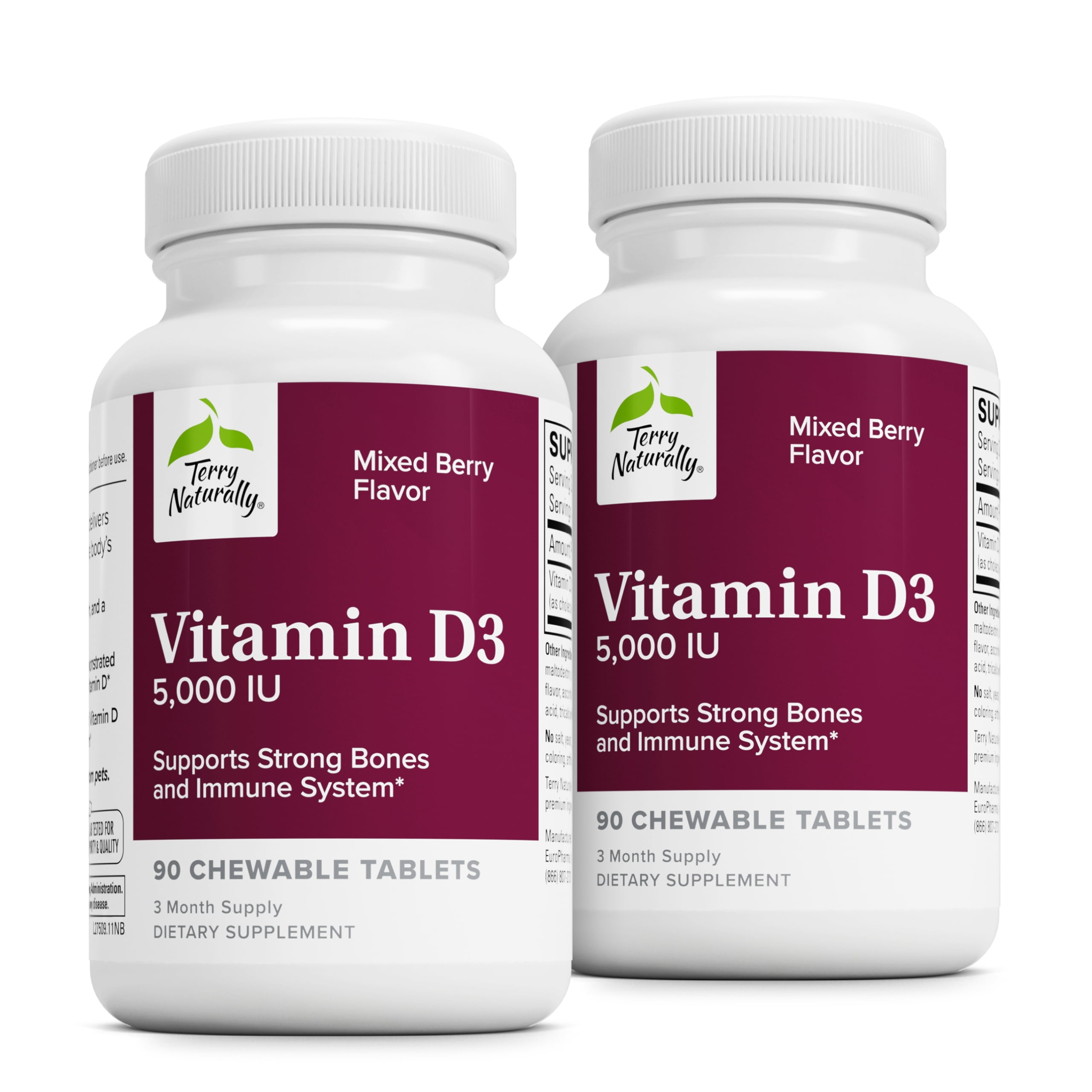 Terry Naturally Vitamin D3 - 90 Chewable Tablets (Pack of 2) - Walmart.com
