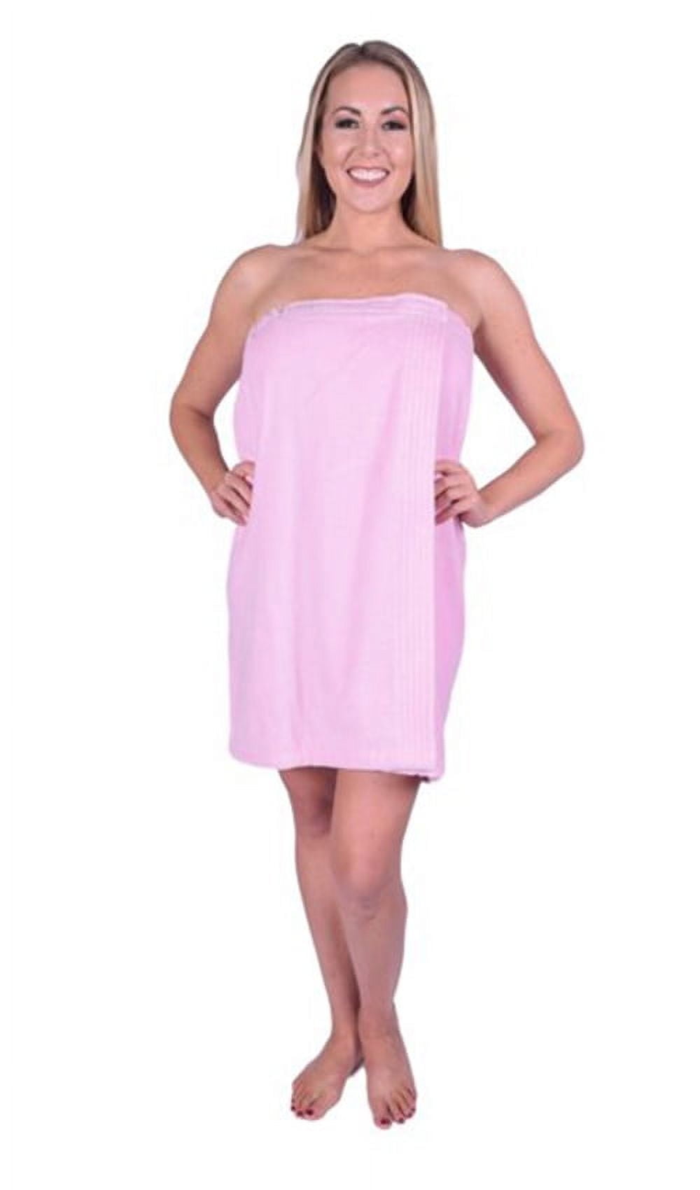 byLora Terry Spa Wrap for Women, Bath Wrap Towel, Cotton, Pink, One ...