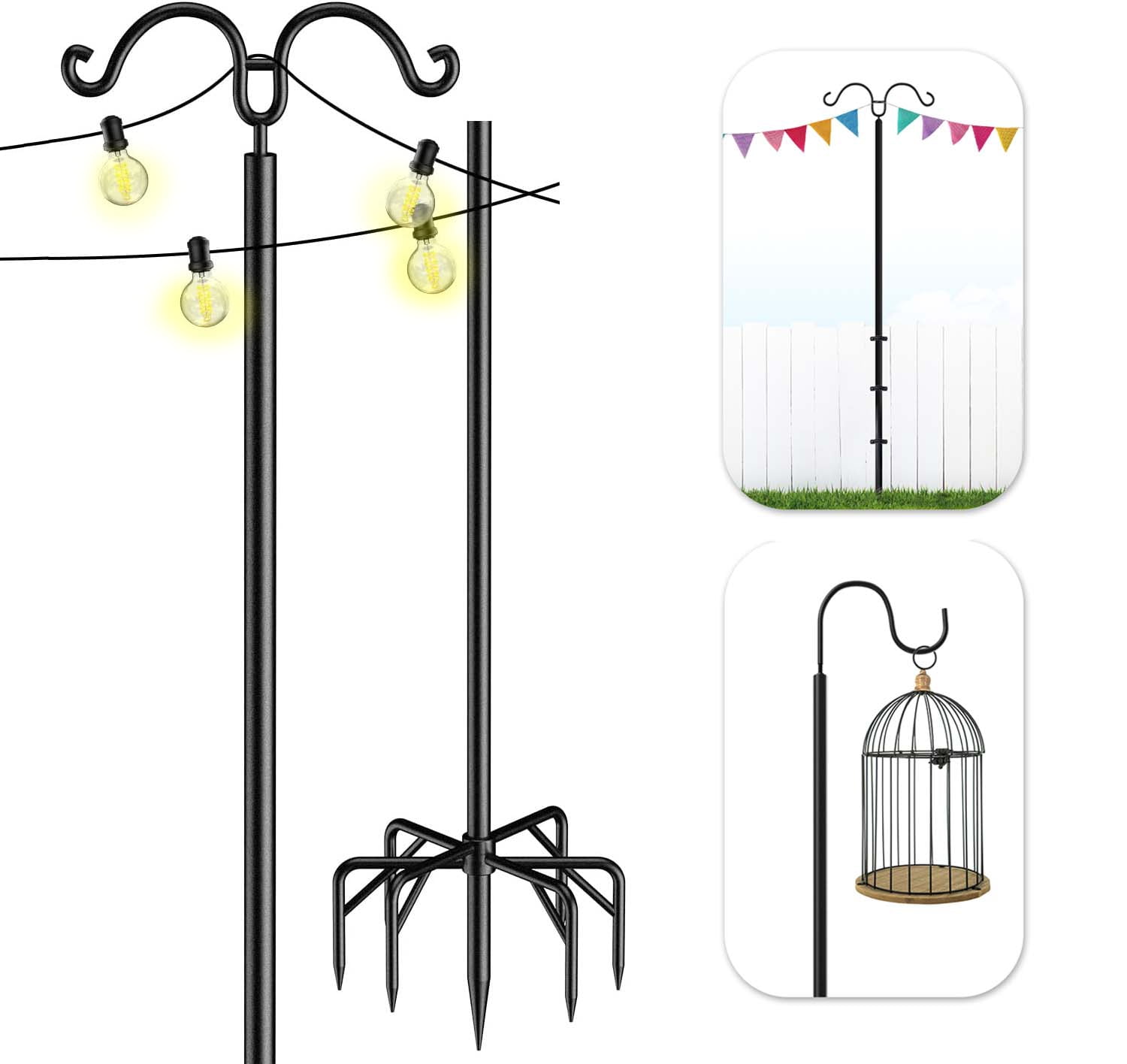 Terry String Light Poles for Outside,15 Lbs String, 7-Prong, 2 Optional ...